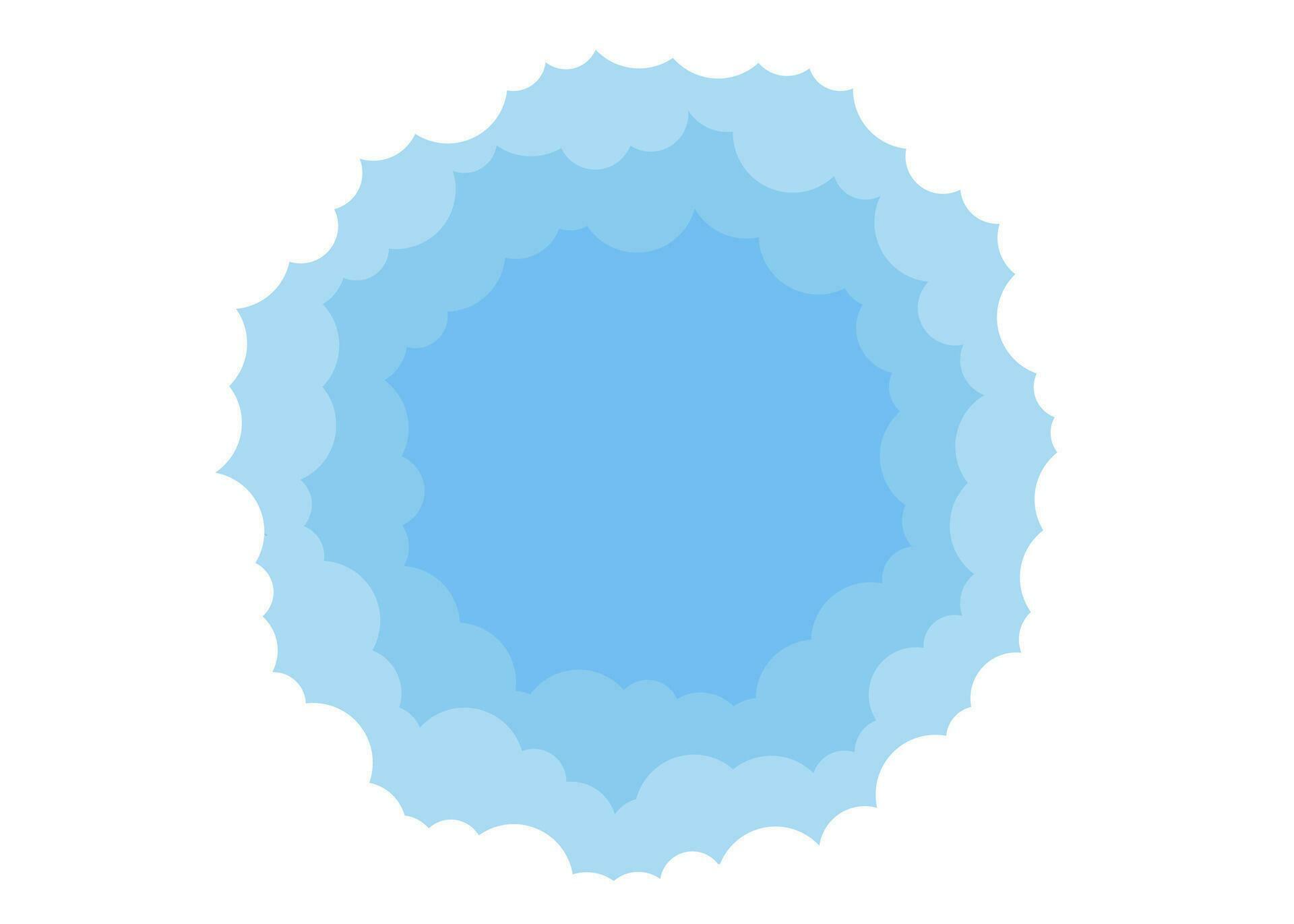 White cloud frame on blue sky background. Border of clouds. Simple flat ...