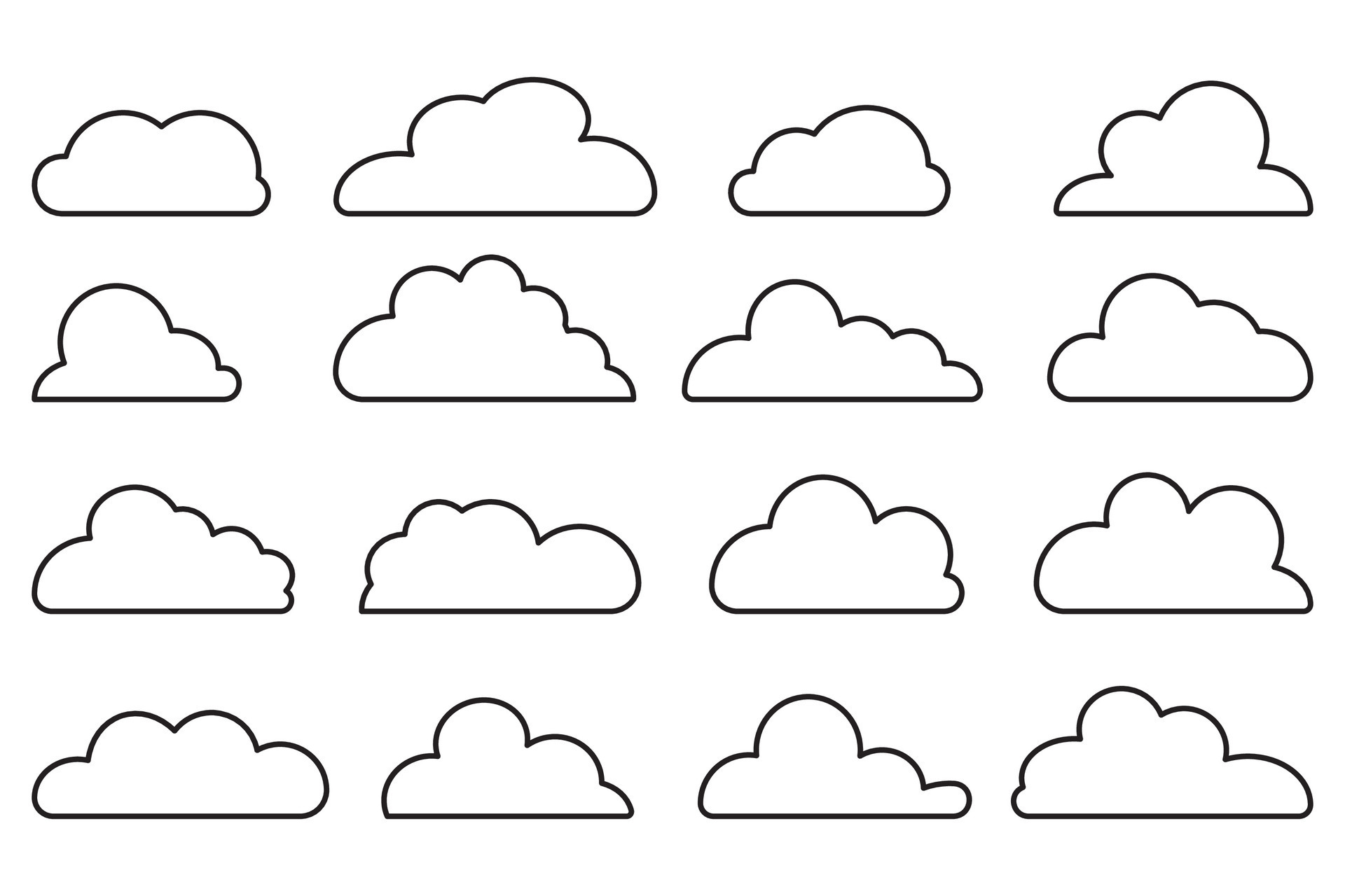 Clouds Line Art Icon Editable Stroke Storage Solution Element Databases Networking Software