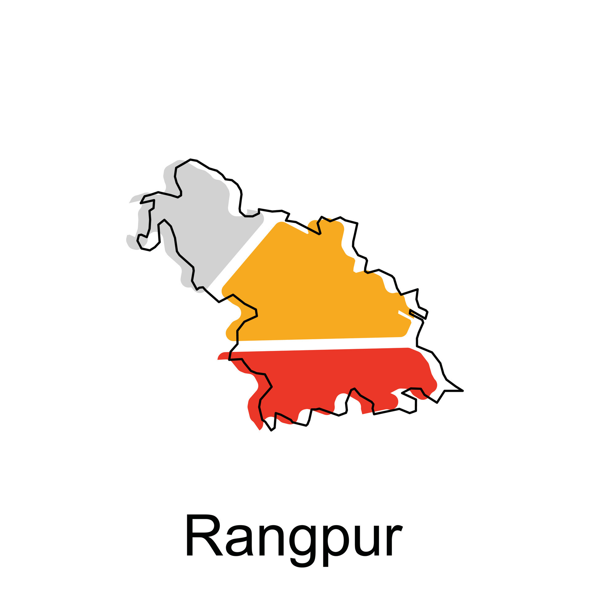 Map of Rangpur colorful geometric illustration design, High detailed vector map of Bangladesh ...