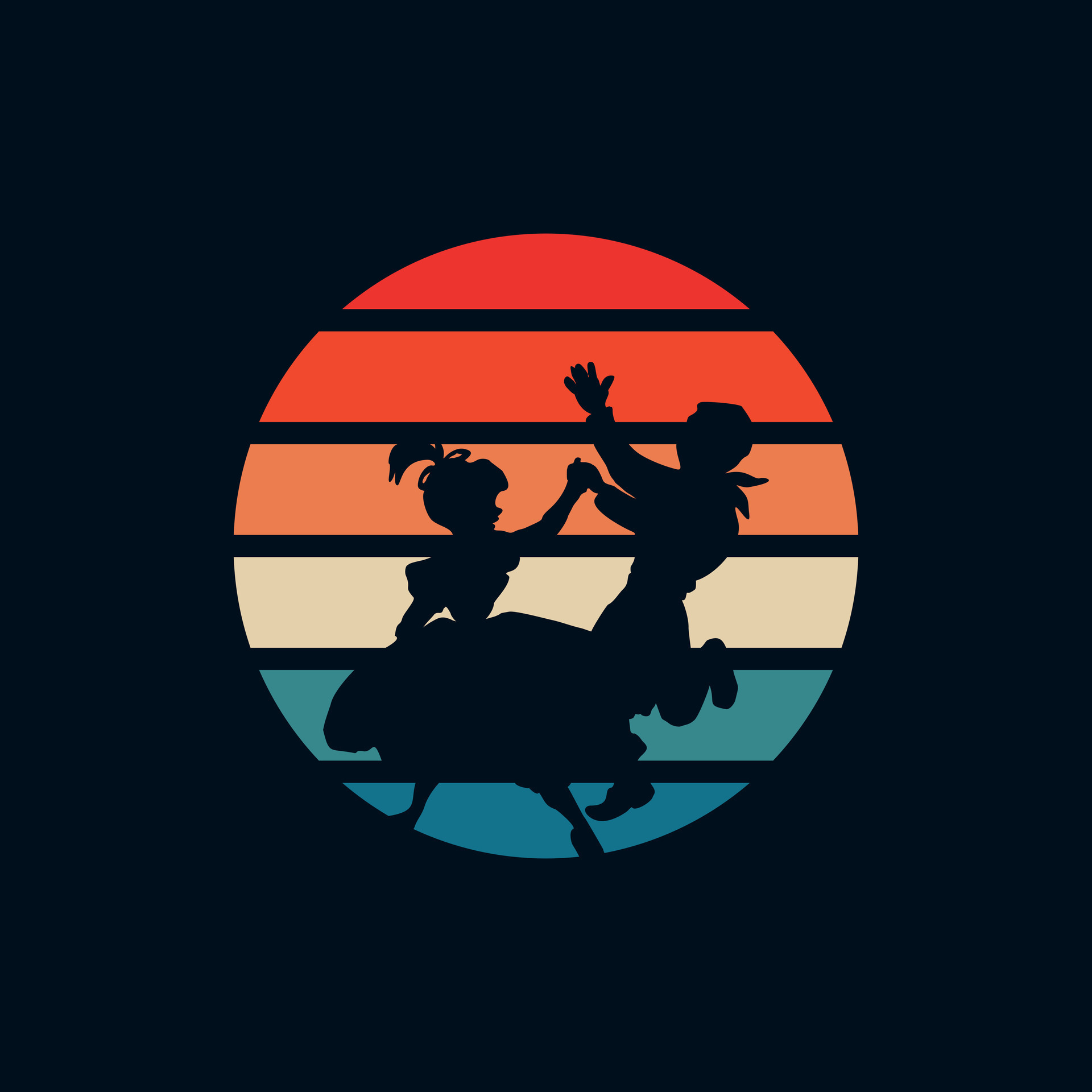 couple dancing with sun retro design, Logo Design, Vintage Color ...