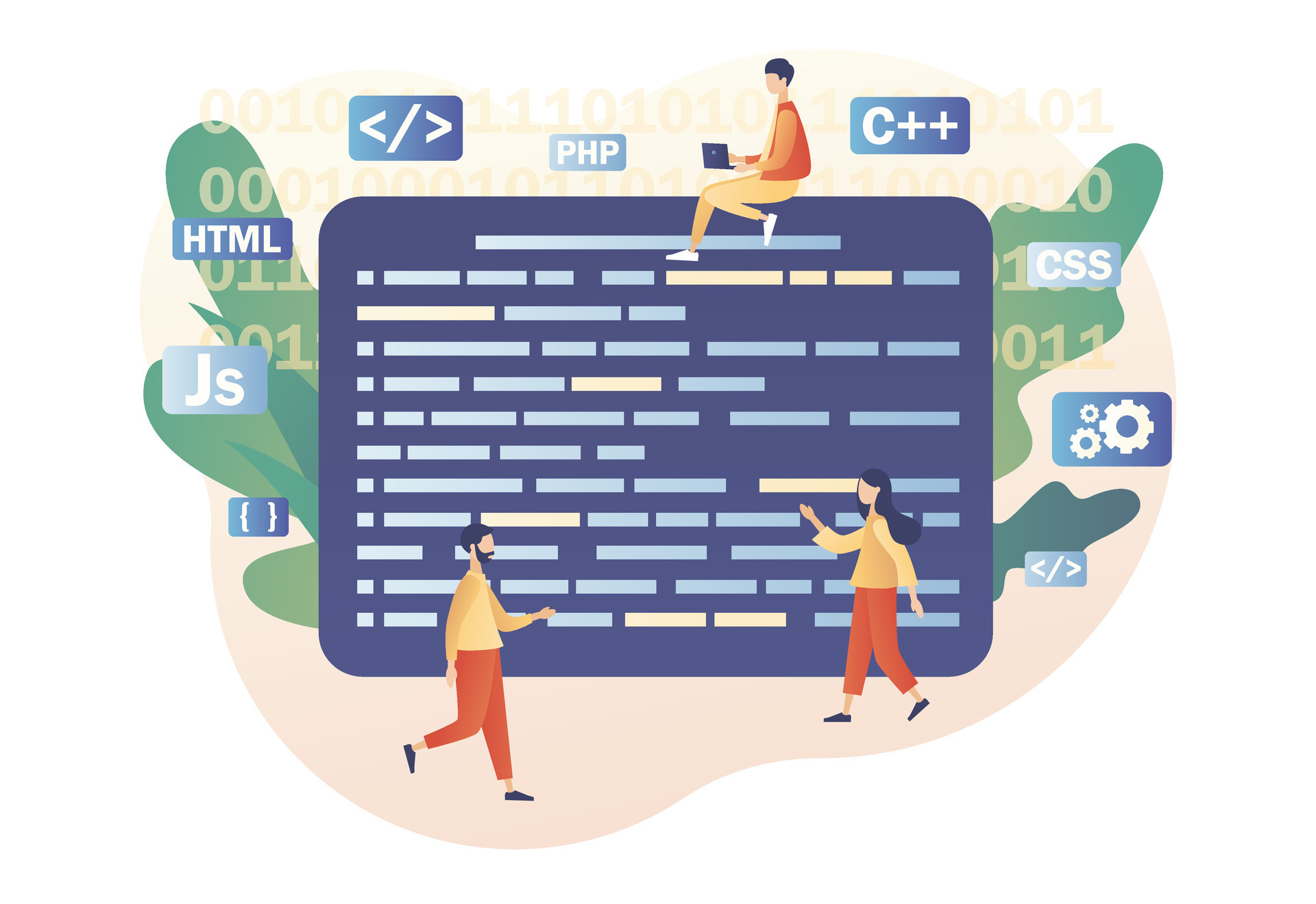 programación y Ingenieria desarrollo. minúsculo personas programador o desarrollador crear ...