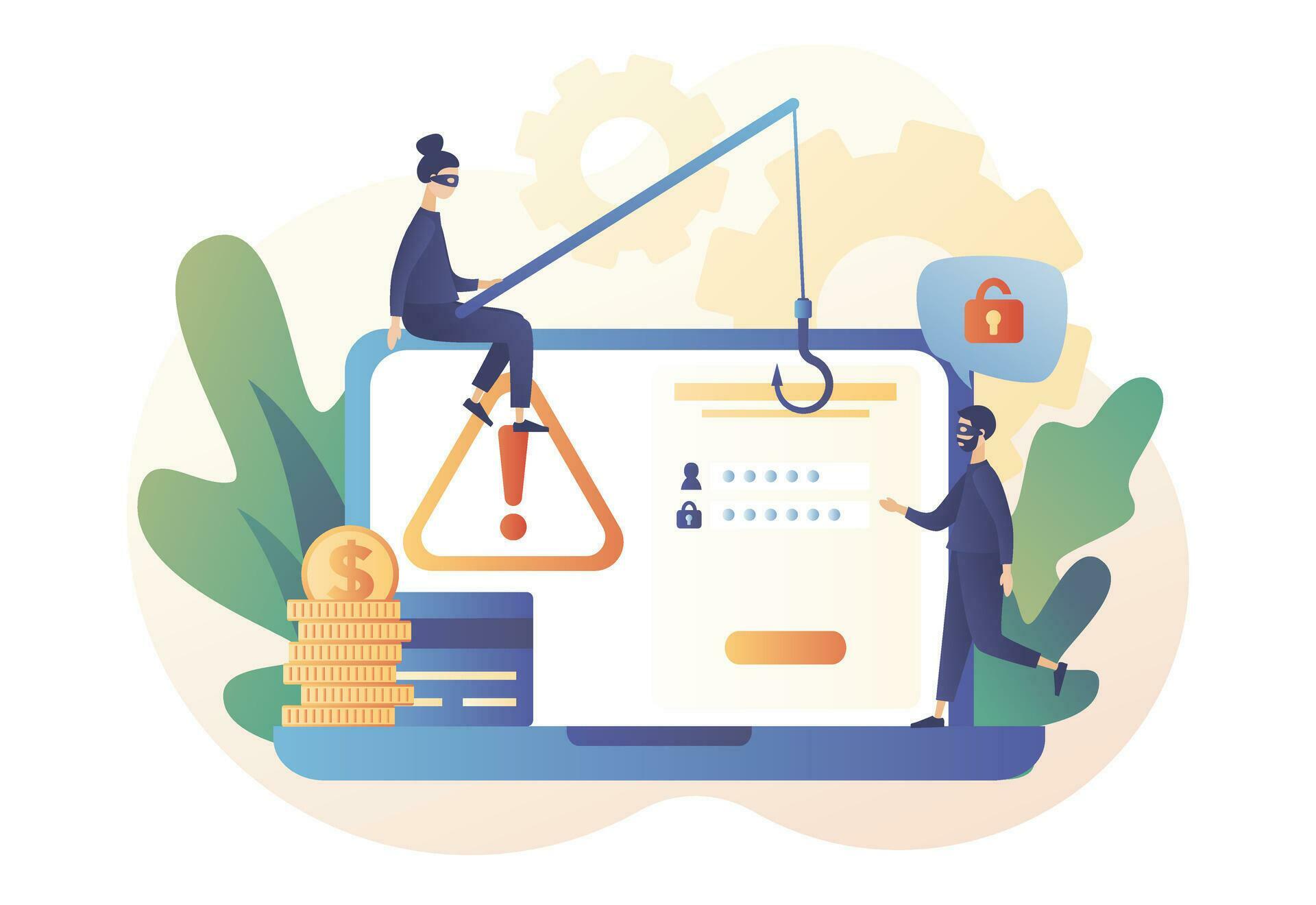 Tiny Anonymous Hacker People Attacking Laptop Internet Hacker Attack And Personal Data Security