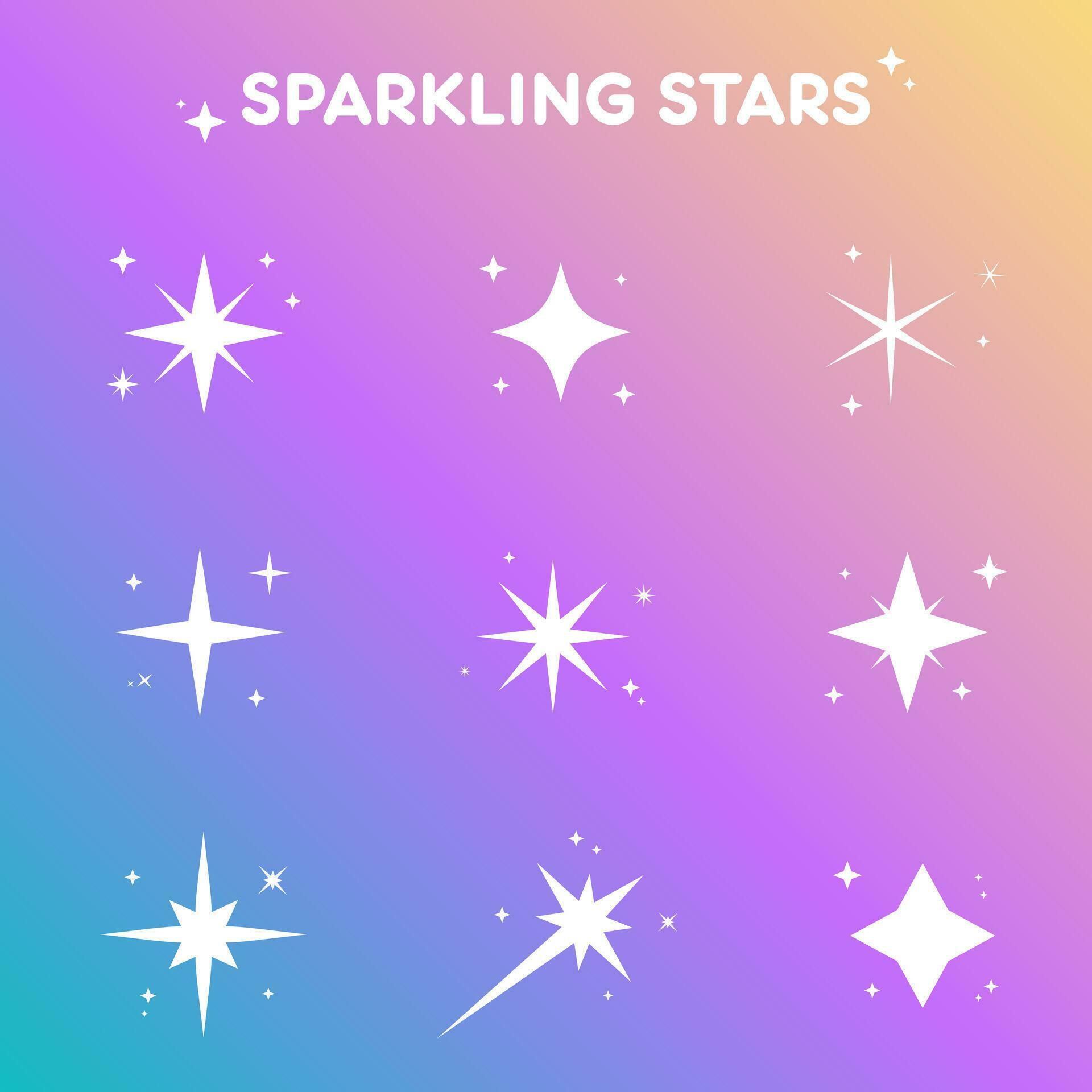White sparkling stars vector icon set in flat style on the gradient background 25442350 Vector ...