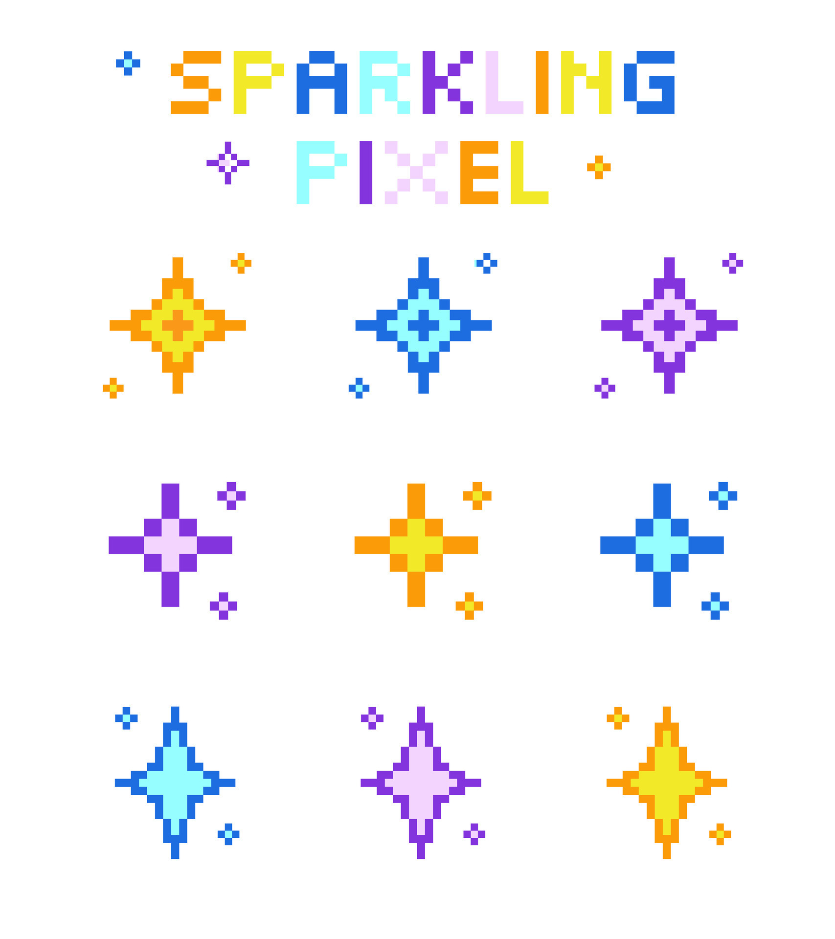 Colorful sparkle pixel Cute Sparkling pixel bright sparkle star, Stars, glitter, sparkles ...