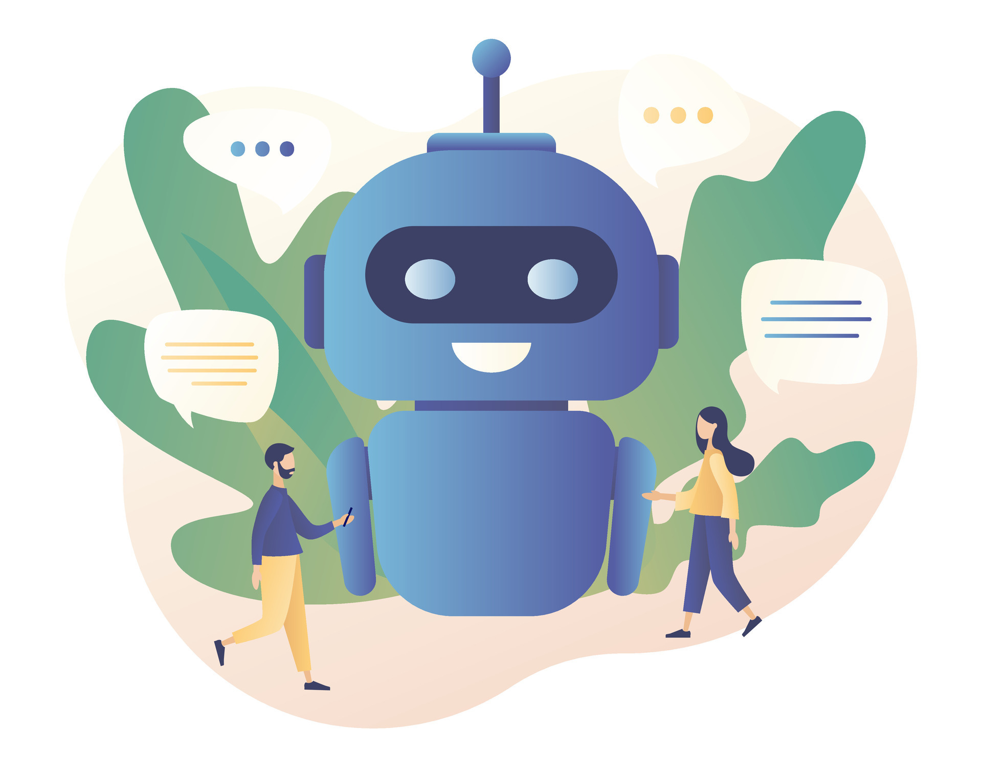 Chatbot Tiny People Chatting With Chatbot Application Ai Robot Assistant Online Customer