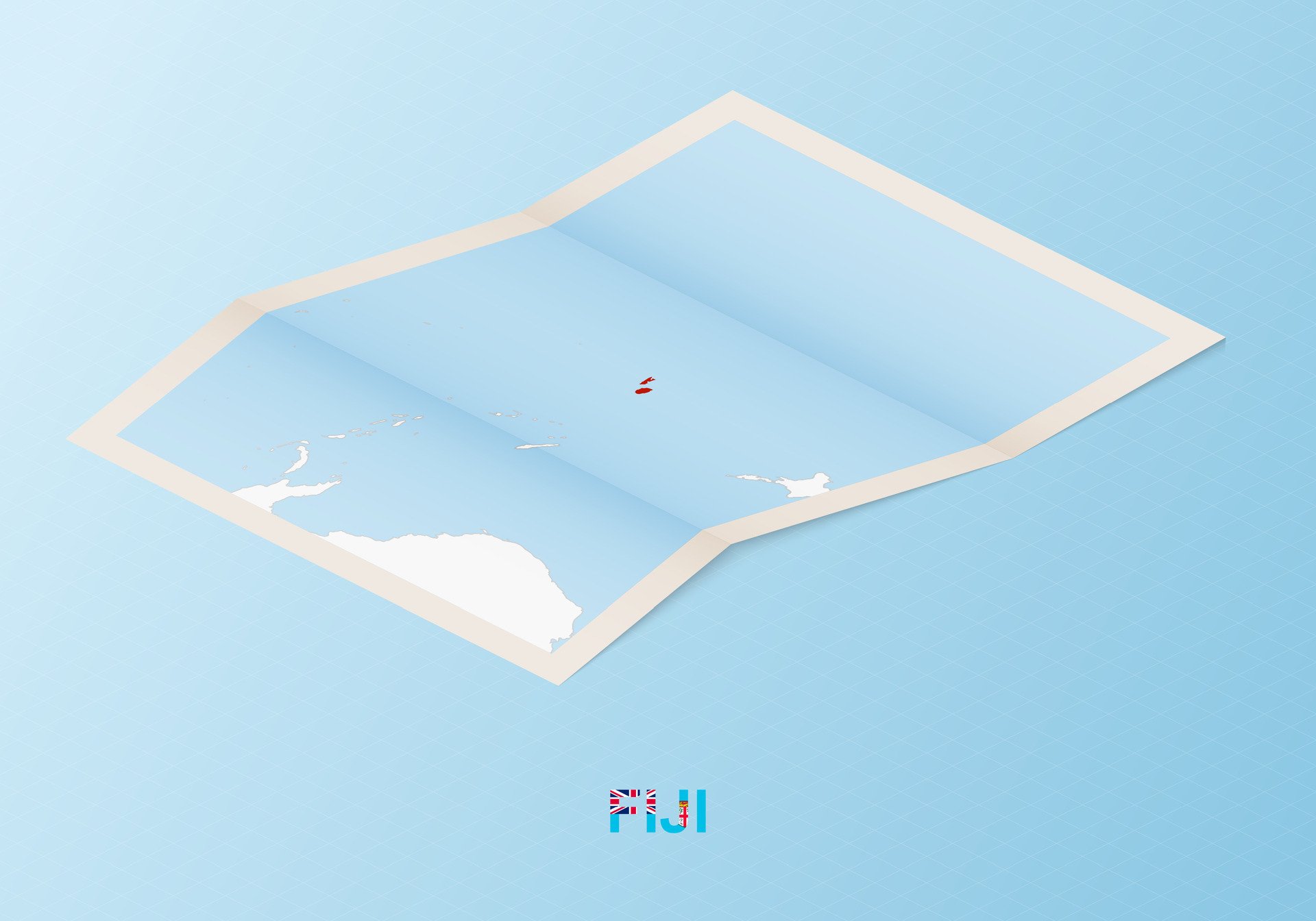 Folded paper map of Fiji with neighboring countries in isometric style. 25443331 Vector Art at ...