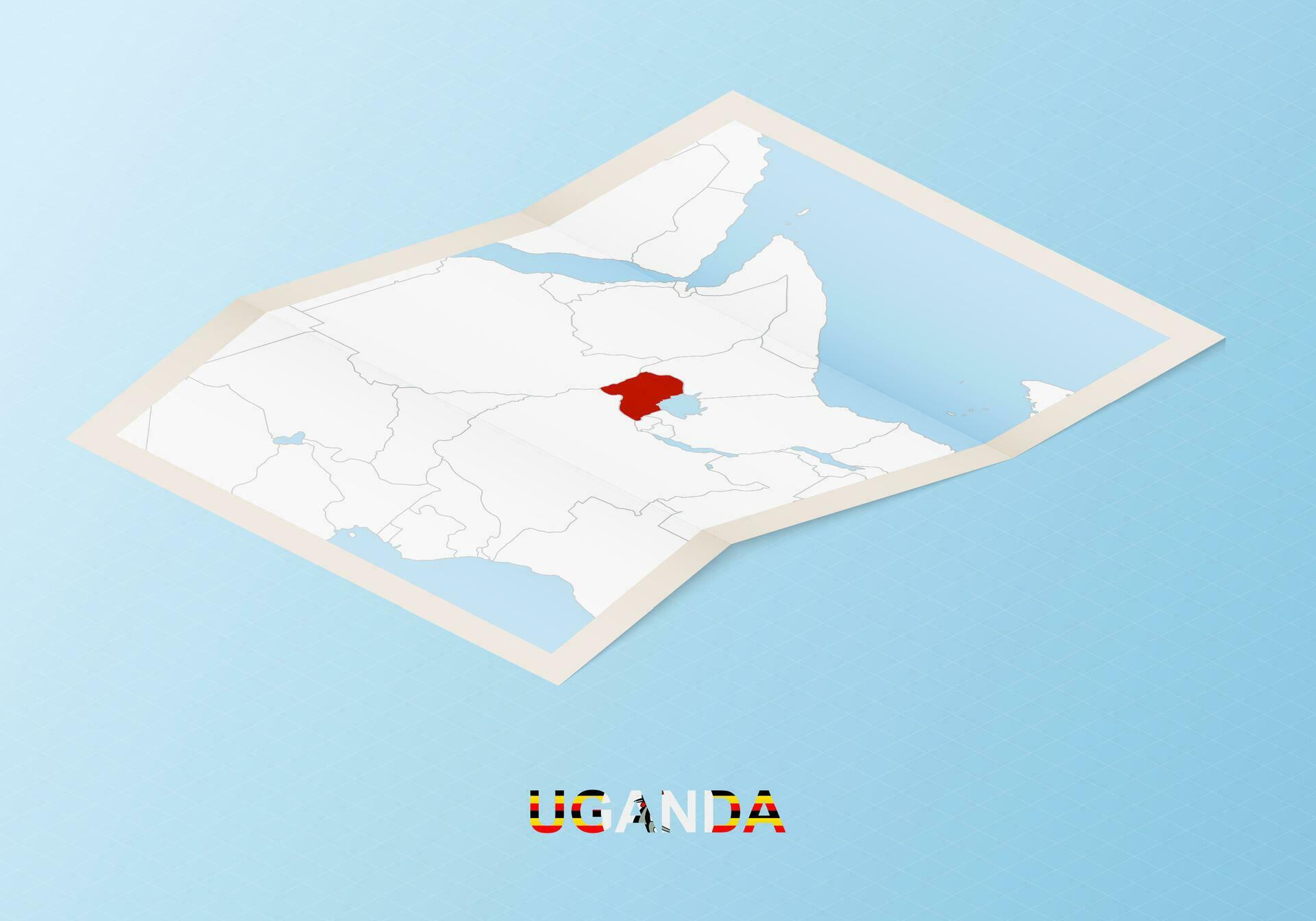 Folded paper map of Uganda with neighboring countries in isometric style. 25443507 Vector Art at ...