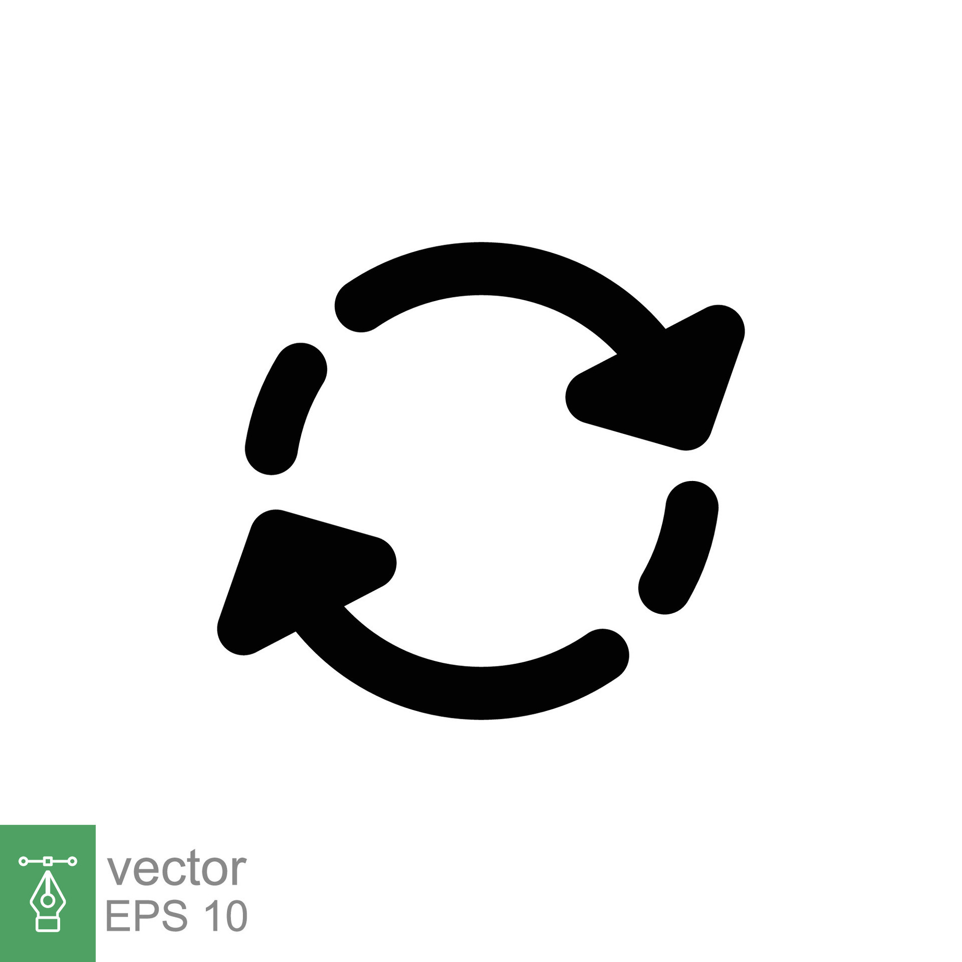 Reload, refresh icon. Simple solid style. Repeat, renew, rotate arrow, cyclic rotation, exchange ...
