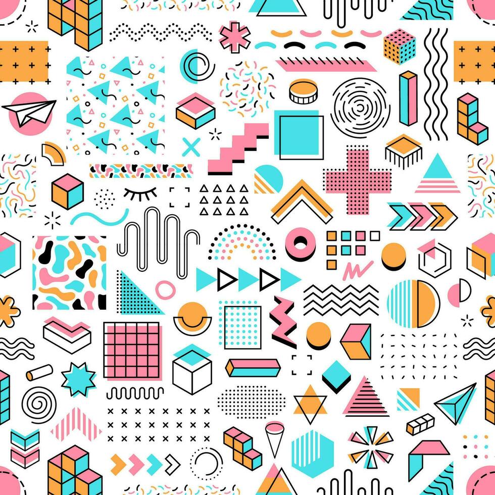 Memphis geometric shapes seamless abstract pattern 25448679 Vector Art ...