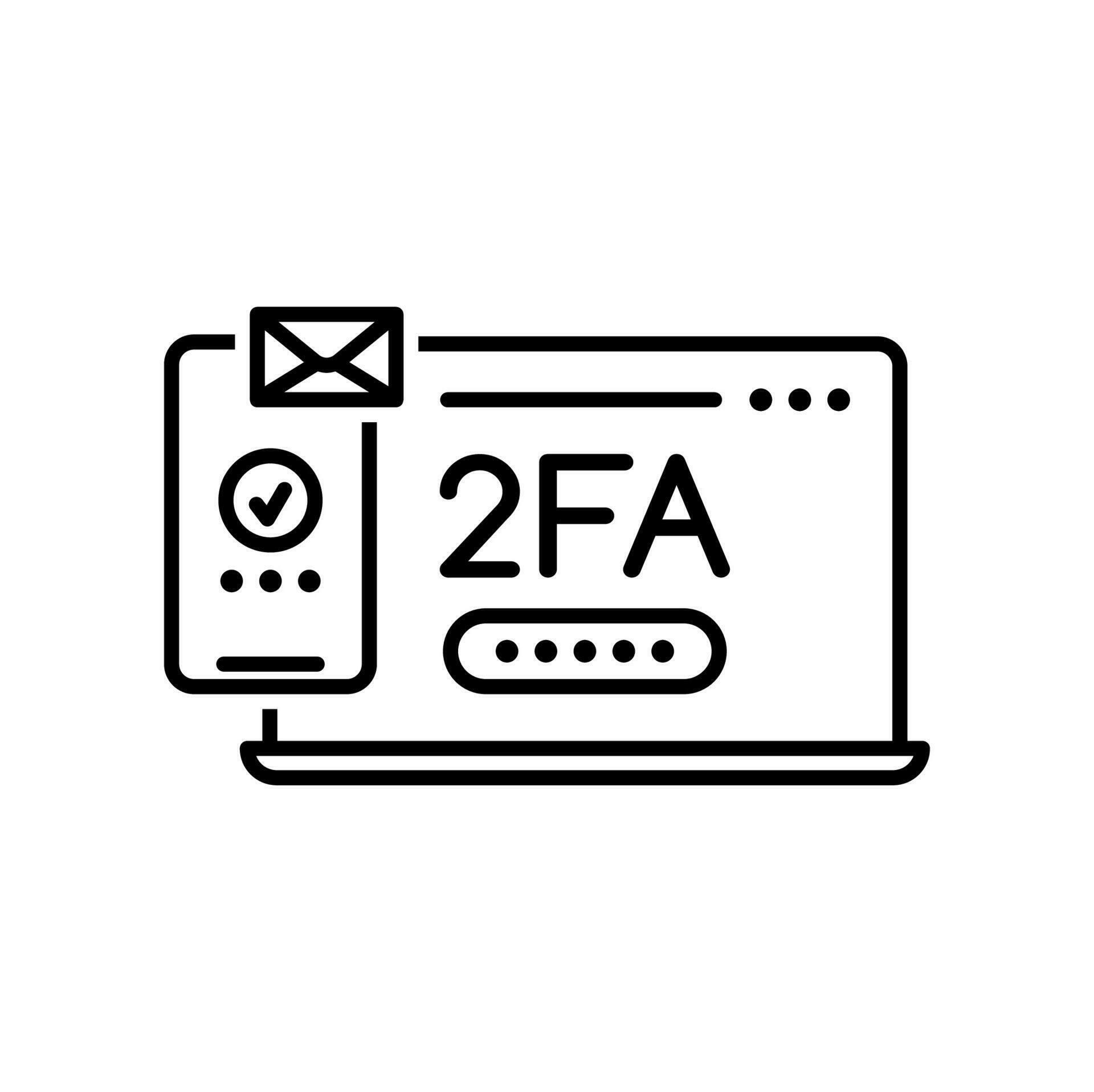 2fa Two Factor Verification Through Laptop Phone 25448680 Vector Art At Vecteezy