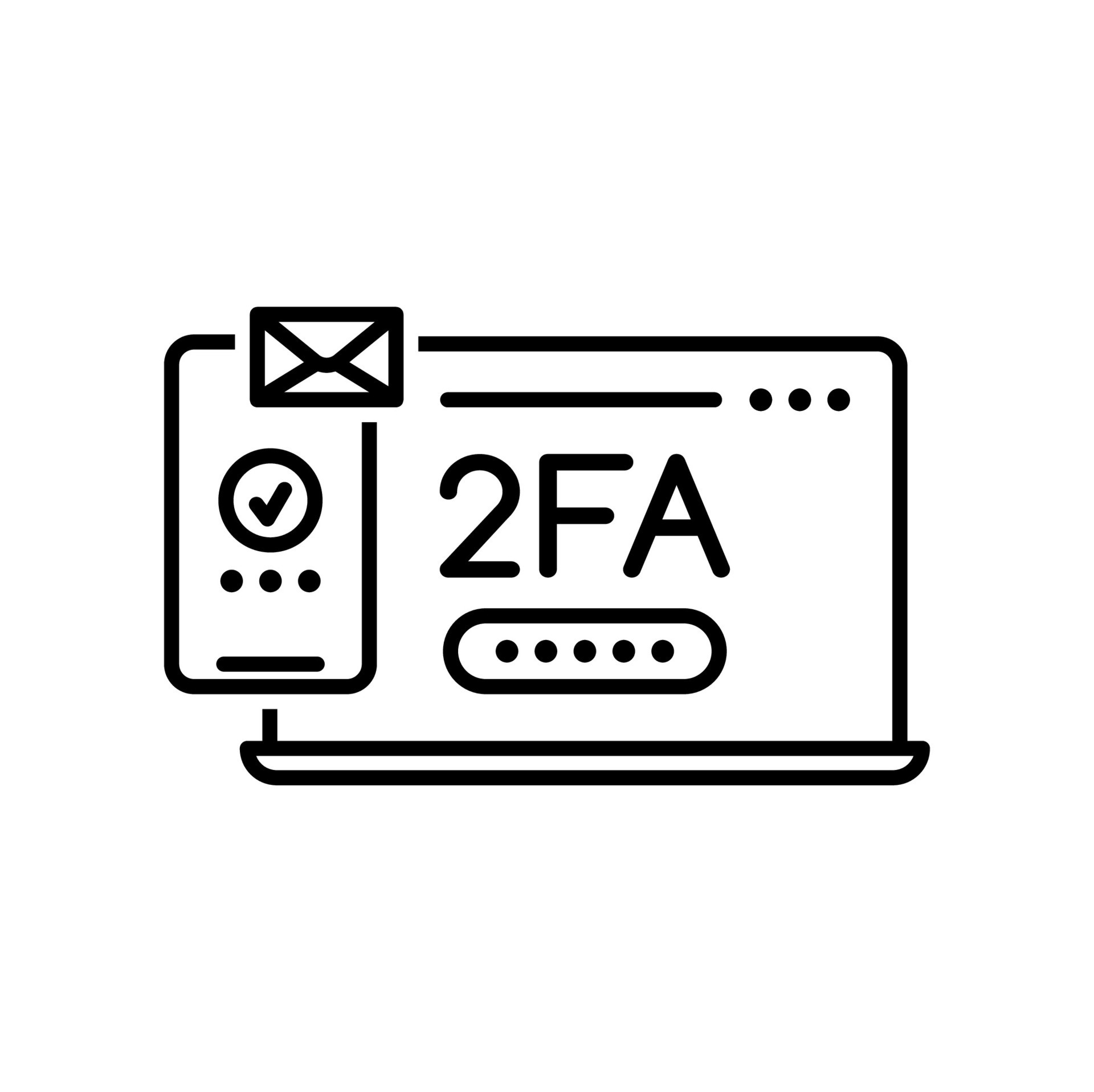 2fa Two Factor Verification Through Laptop Phone 25448680 Vector Art