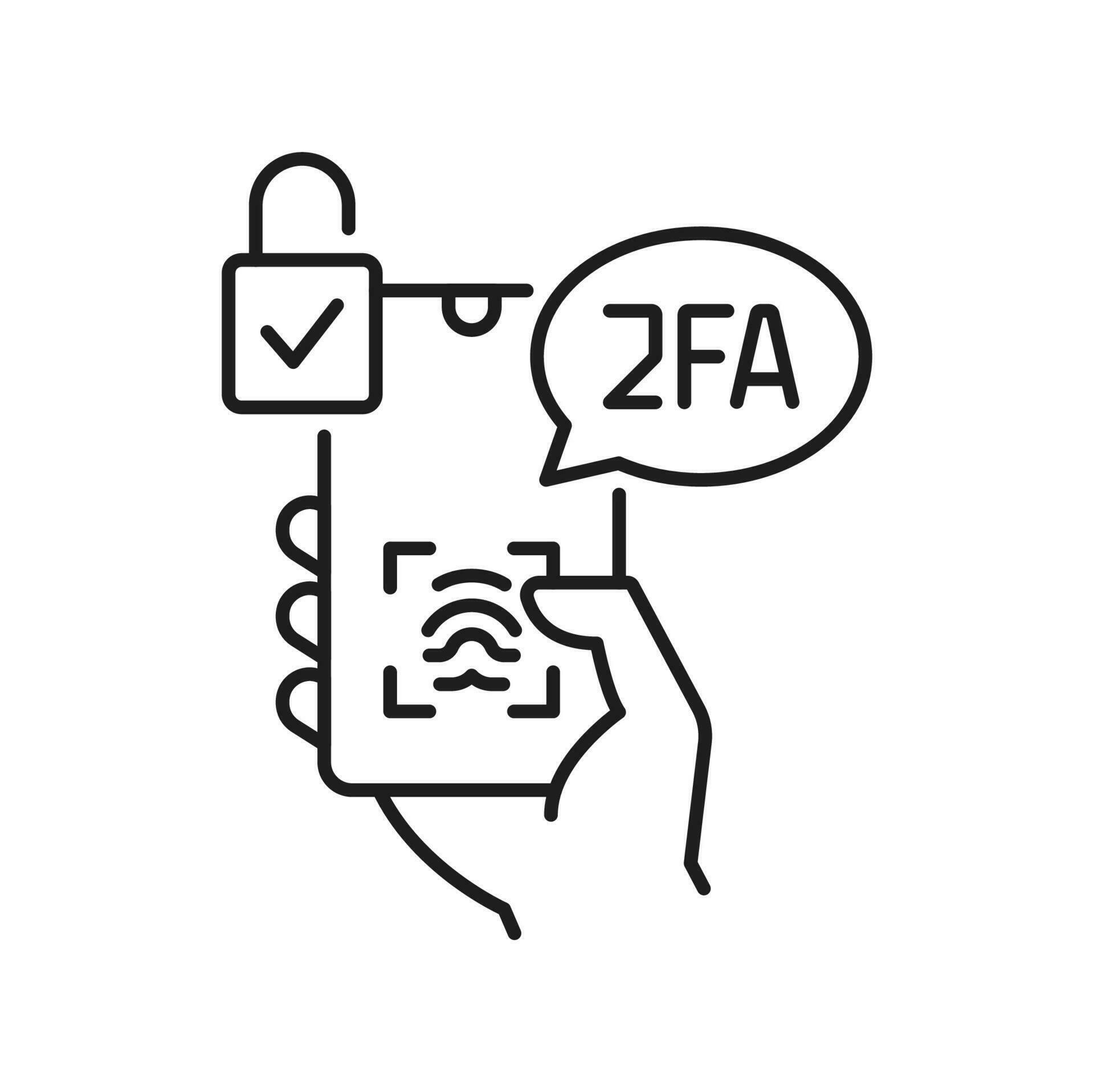 2FA two factor authentication, fingerprint access 25448744 Vector Art ...