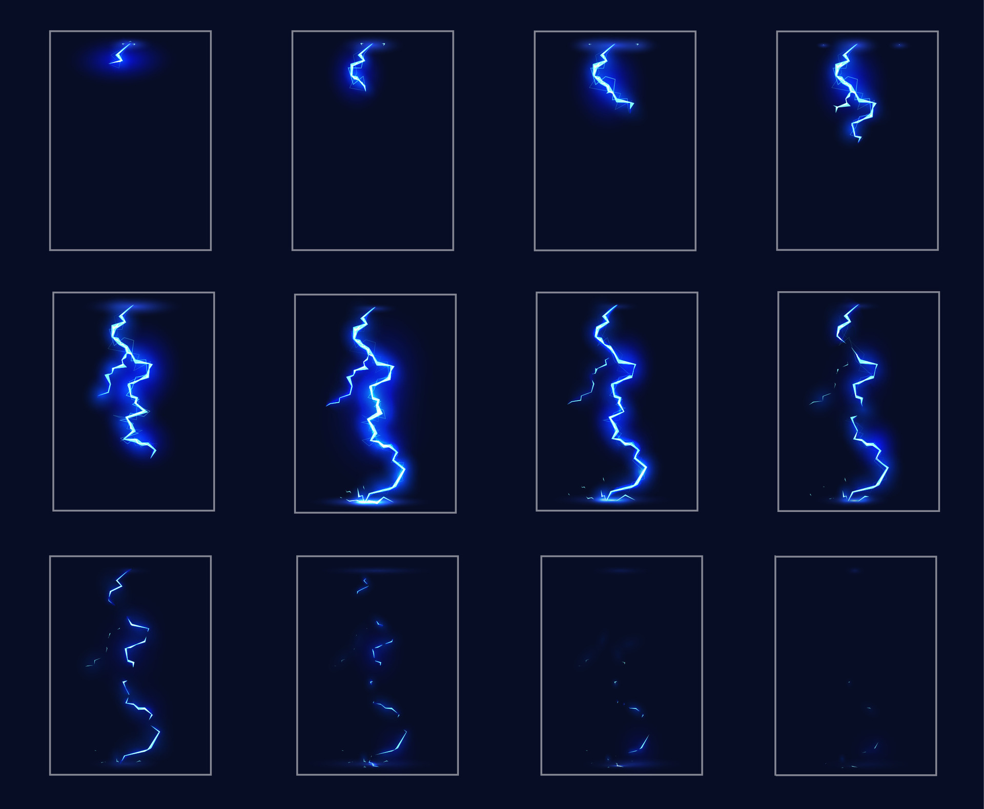 Cartoon lightning sprite animation effect, game ui 25448830 Vector Art at Vecteezy