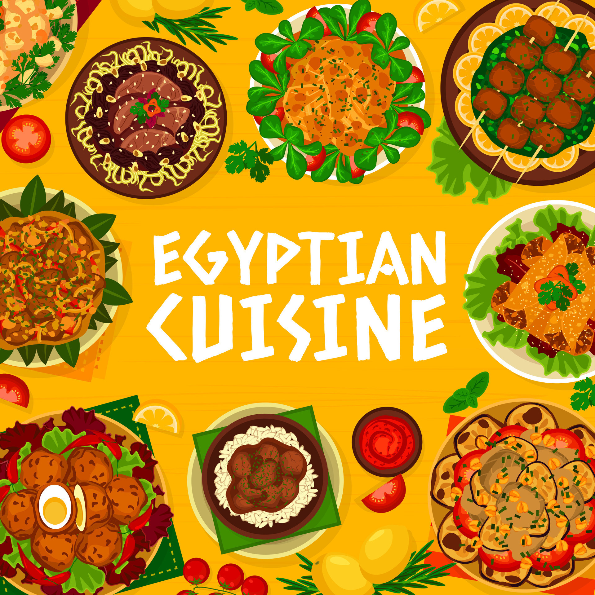 Egyptian food restaurant menu cover page template 25448874 Vector Art ...