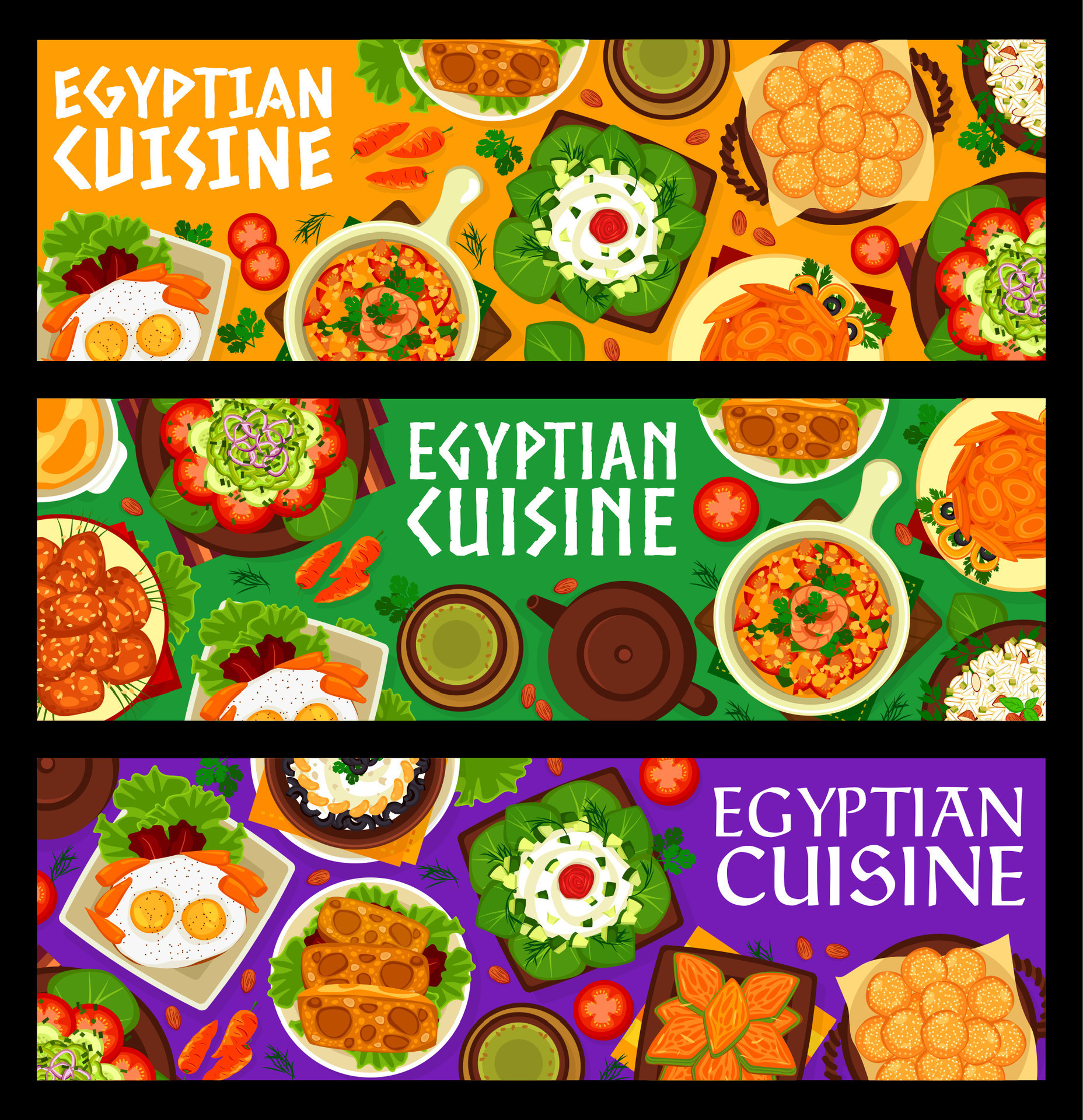 Egyptian cuisine restaurant food vector banners 25448906 Vector Art at ...
