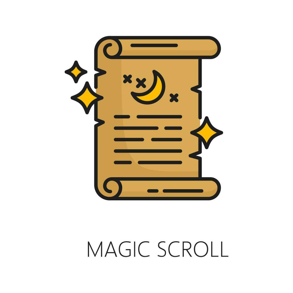 Magic scroll, witchcraft and magic icon, parchment 25449016 Vector Art at Vecteezy