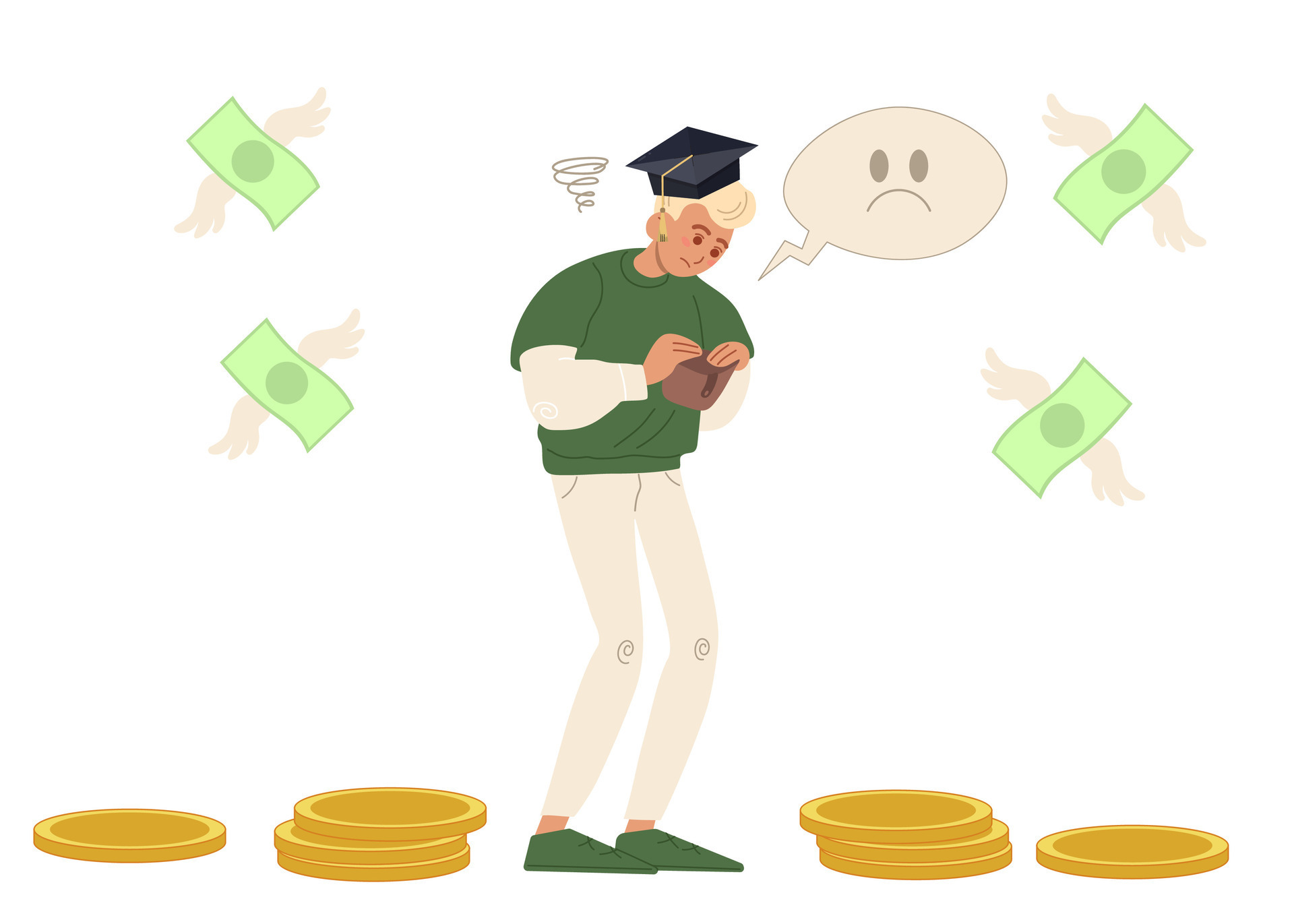 estudiante con vacío billetera. trastornado chico tiene No dinero. Finanzas problemas concepto ...