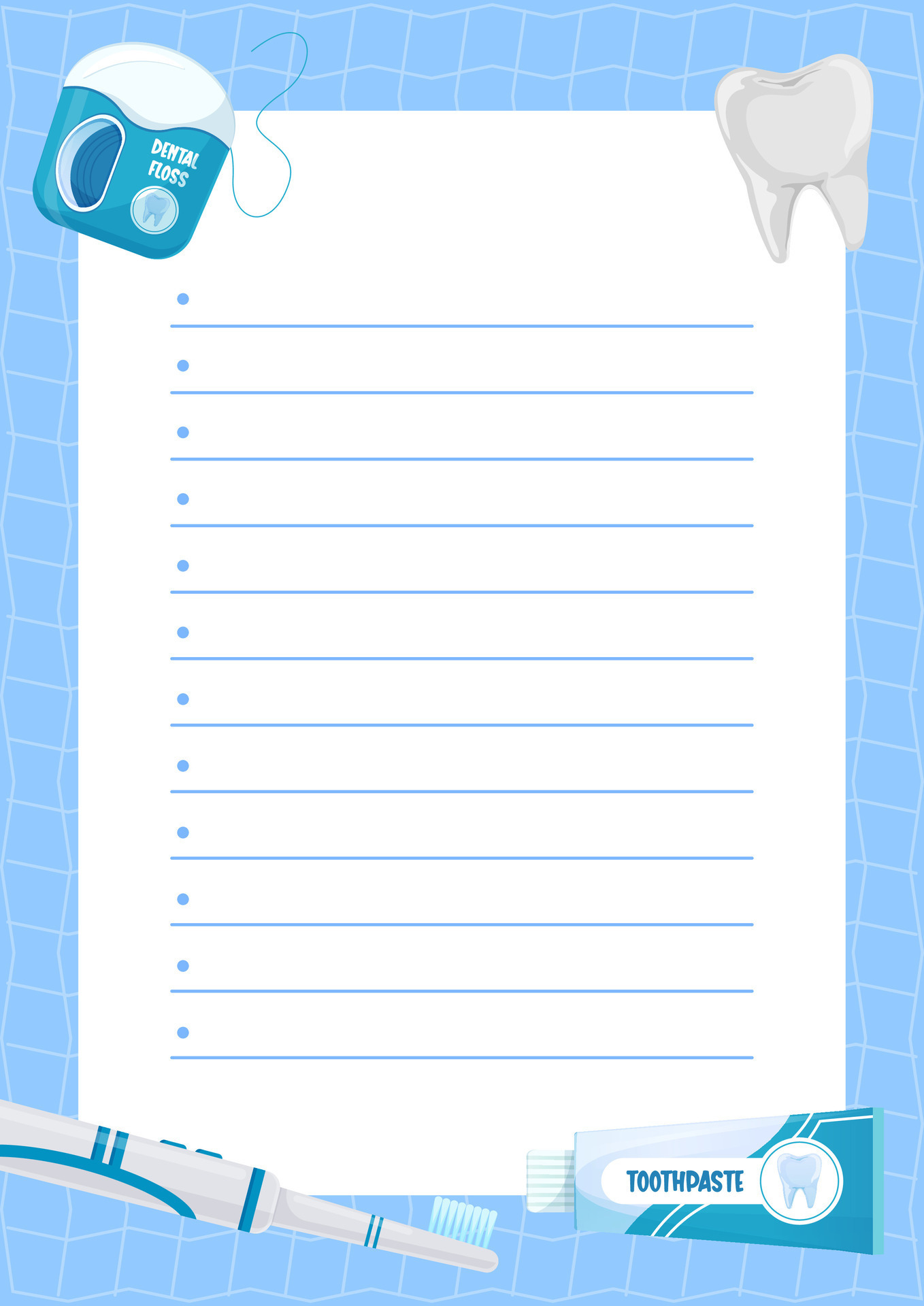 Dental to do List Planner. Design template with dental care tools ...