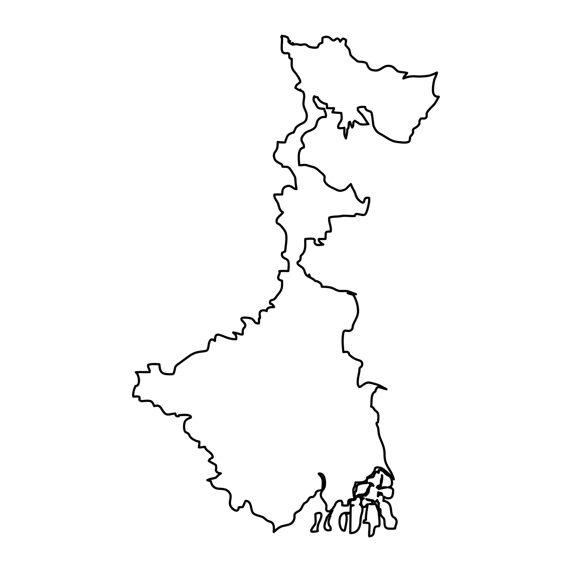 West Bengal State Map Administrative Division Of India Vector