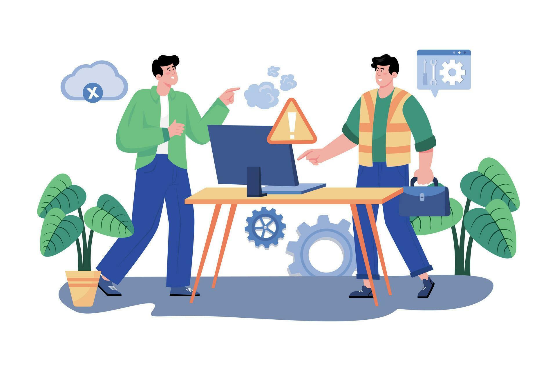 Technical support representative troubleshooting customer technical issues. 25452562 Vector Art ...