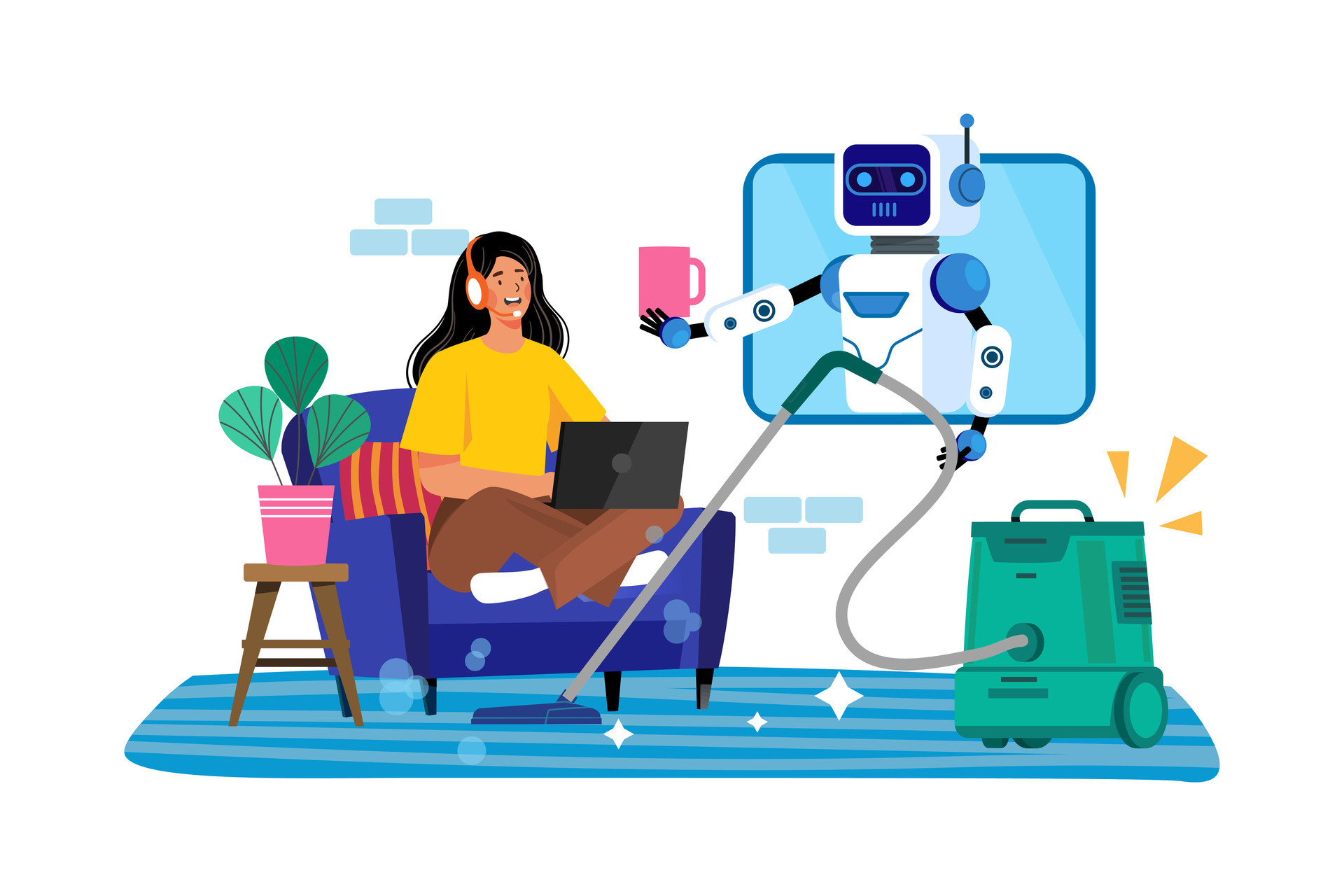 AI virtual assistants assist with daily tasks. 25452587 Vector Art at Vecteezy