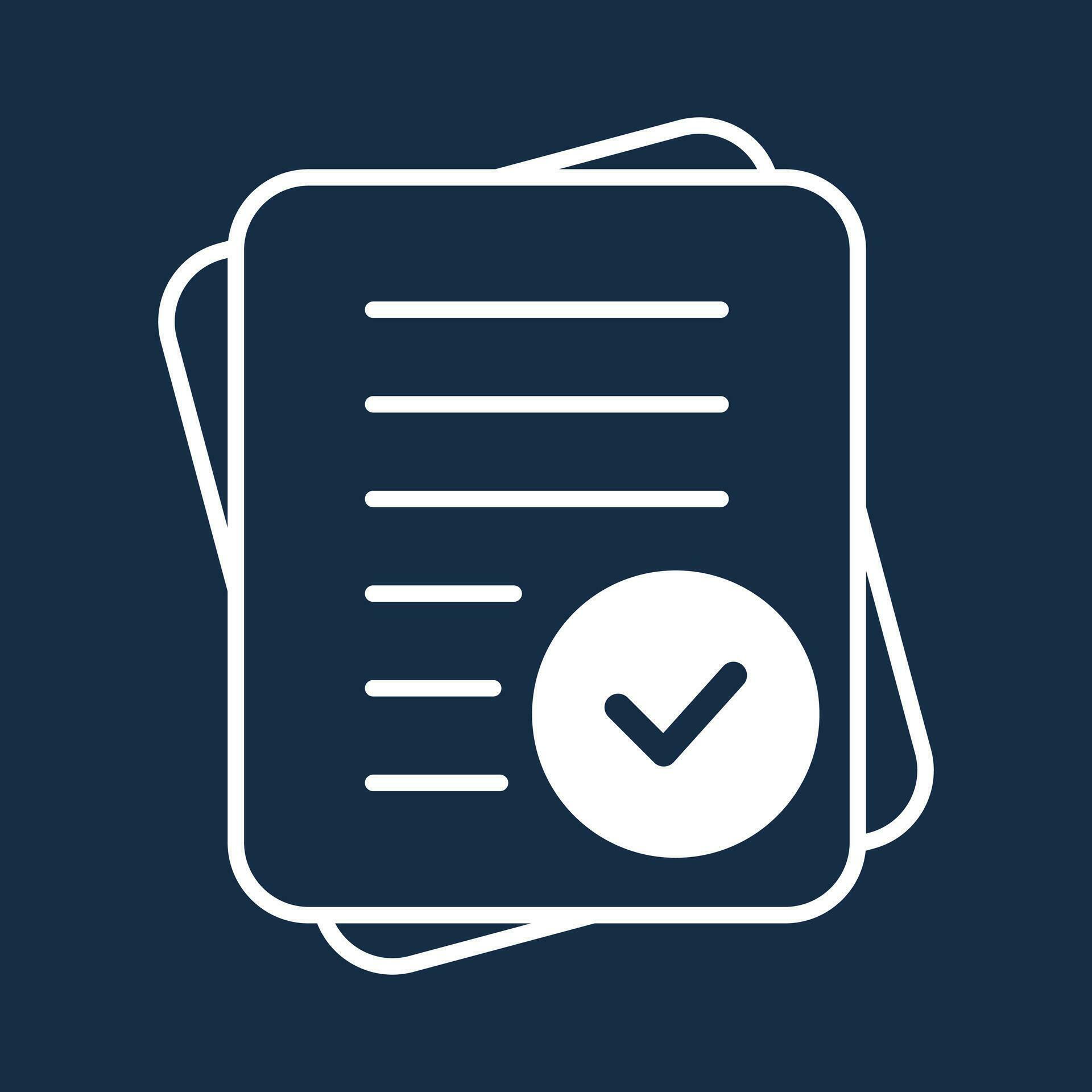 Document with Check mark icon. Compliance document icon in flat style ...