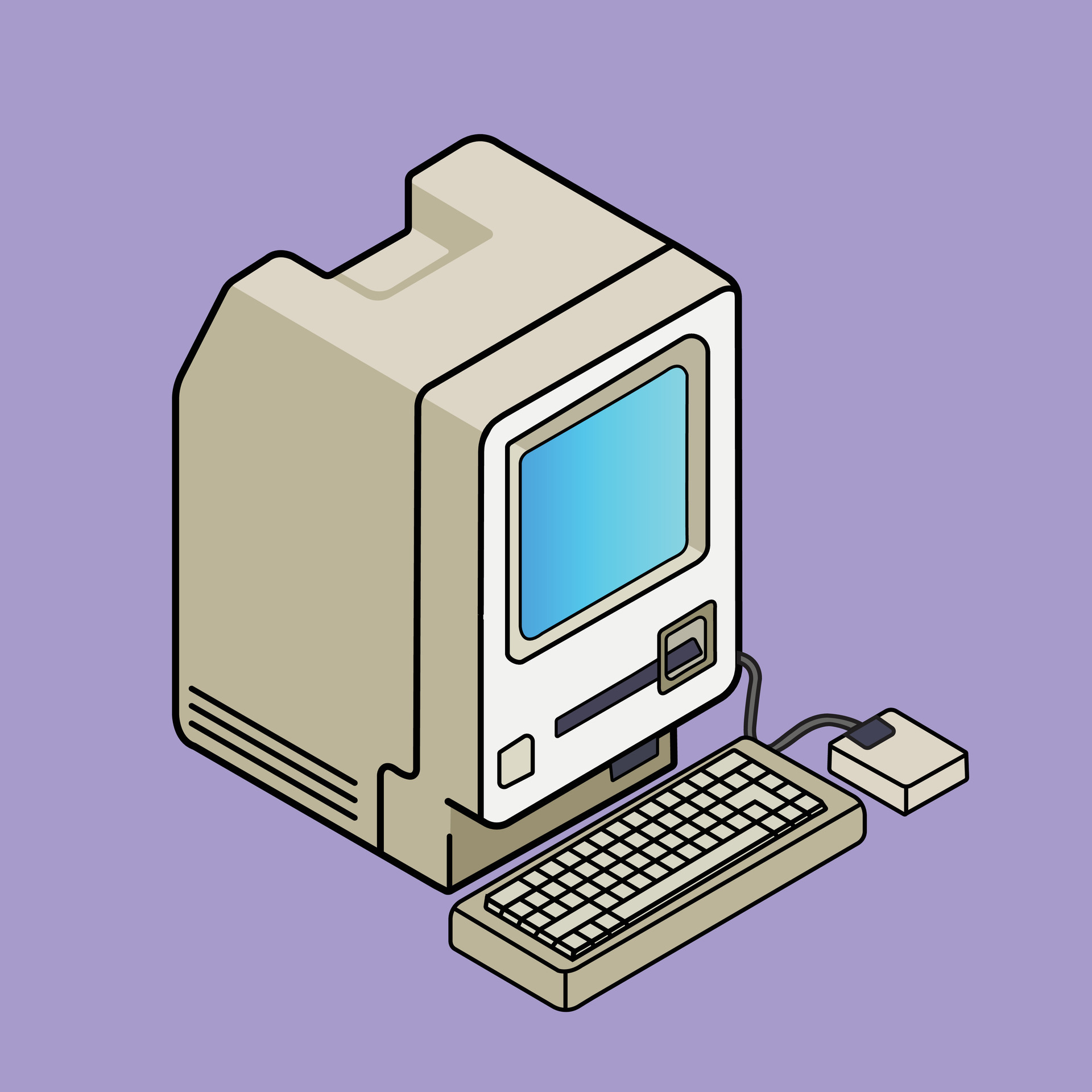 Old Computer vector line art 25457702 Vector Art at Vecteezy