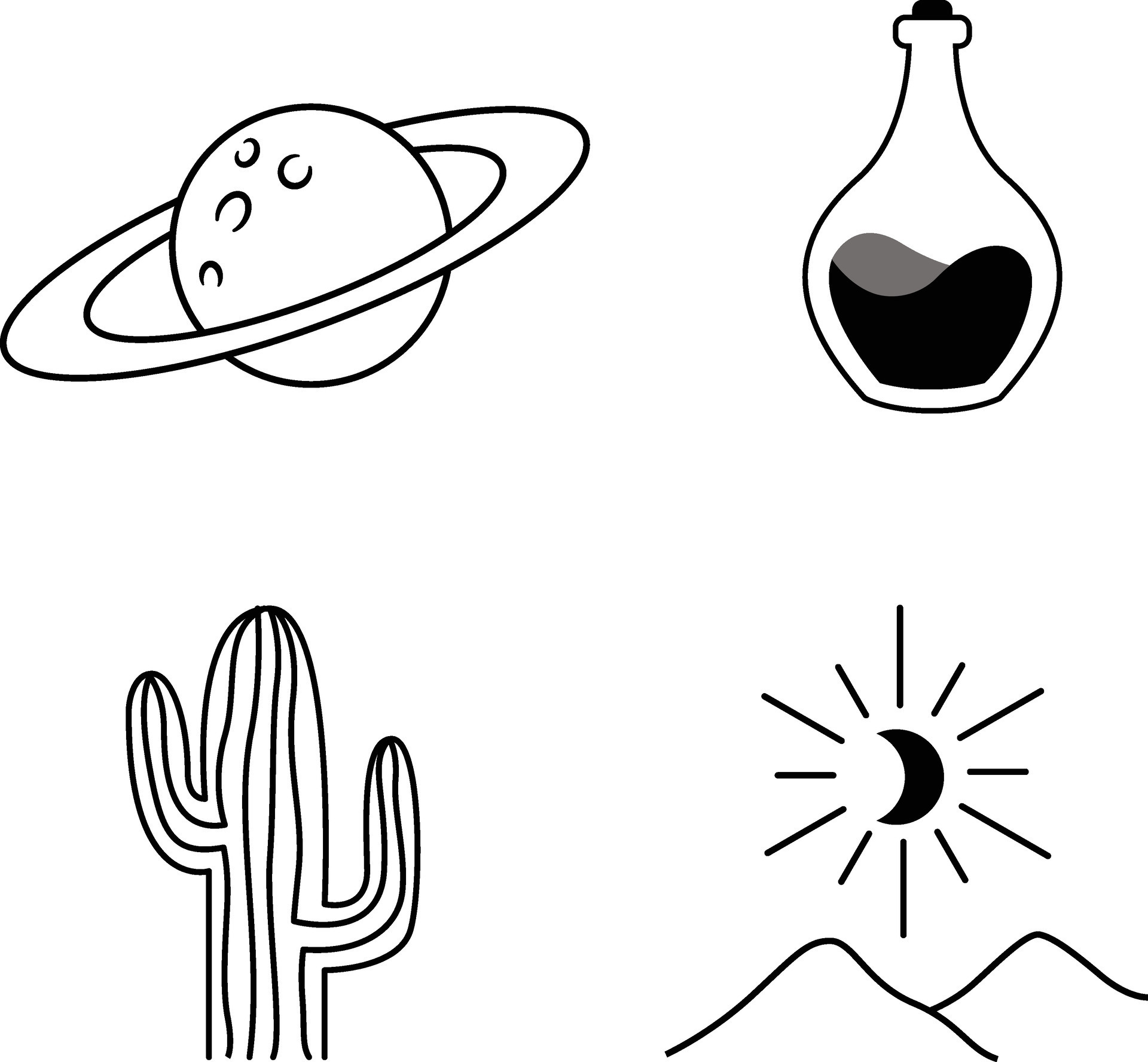 Aesthetic Outline Element Trendy Linear Frames With Stars Geometric