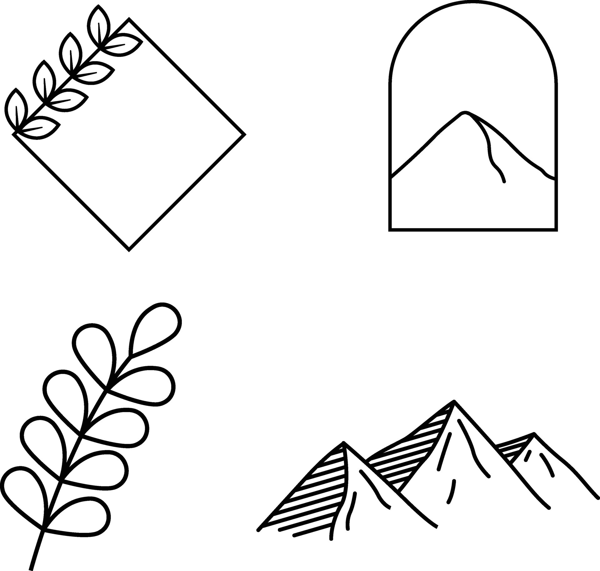 Aesthetic Outline Element Trendy Linear Frames With Stars Geometric