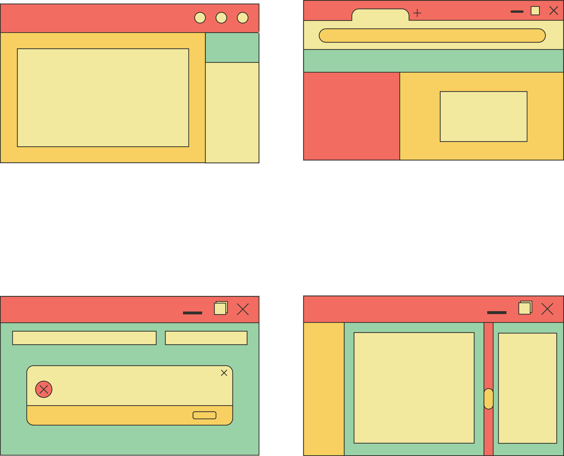 Retro Ui Shape. Retro PC Desktop Template Boxes and Elements. Vector ...