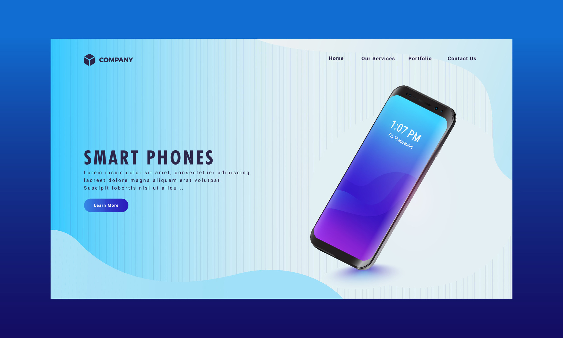 Responsive Landing Page Design with New Arrival Smartphone on Cool ...