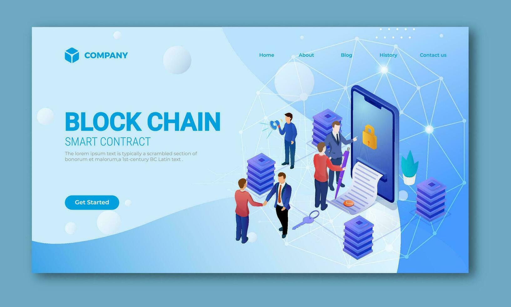 Smart Contract Blockchain Concept Based Landing Page with Approval Online Contract Paper from ...