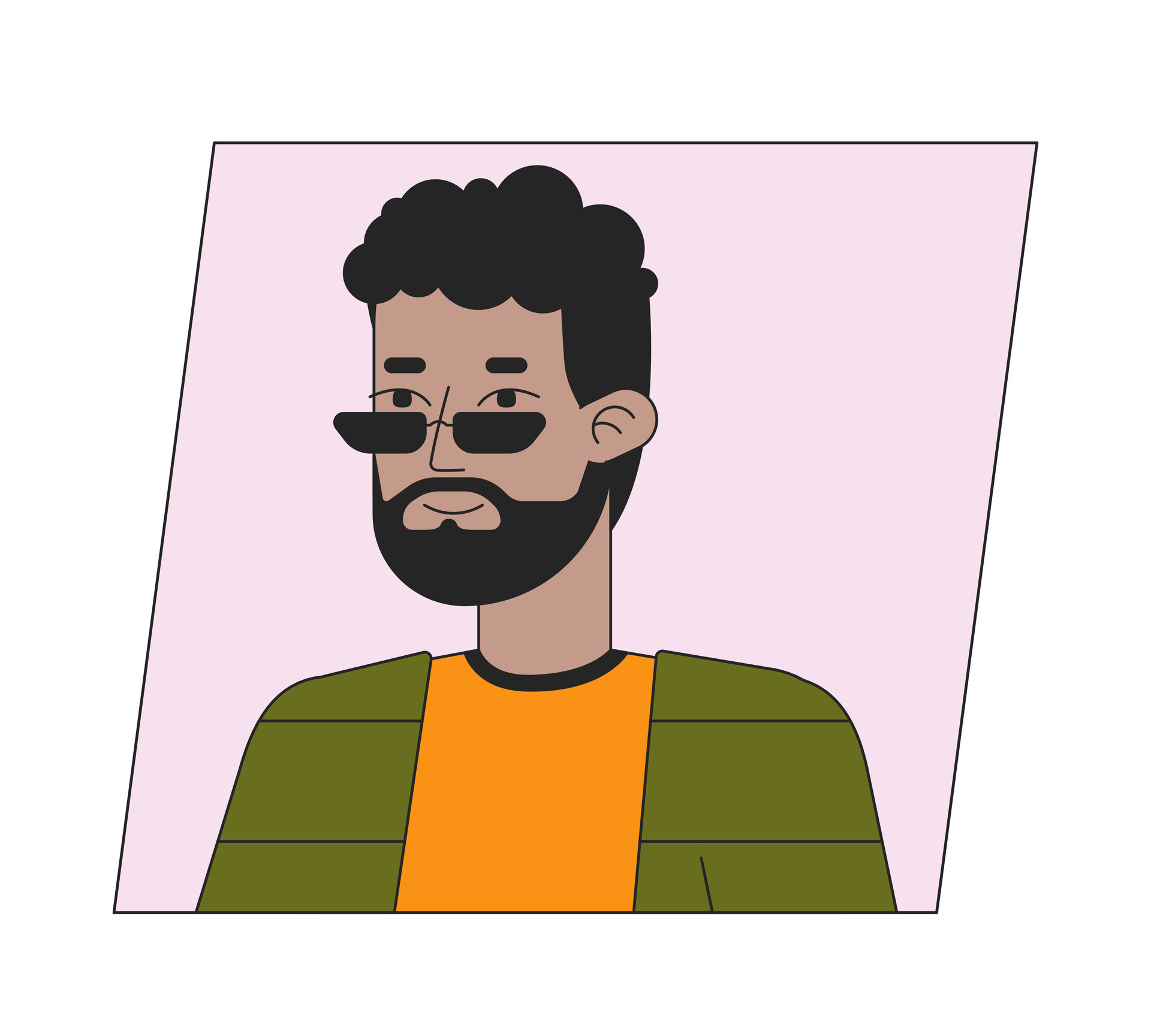 Stylish Man In Sunglasses Flat Color Cartoon Avatar Icon African American Male Editable 2d