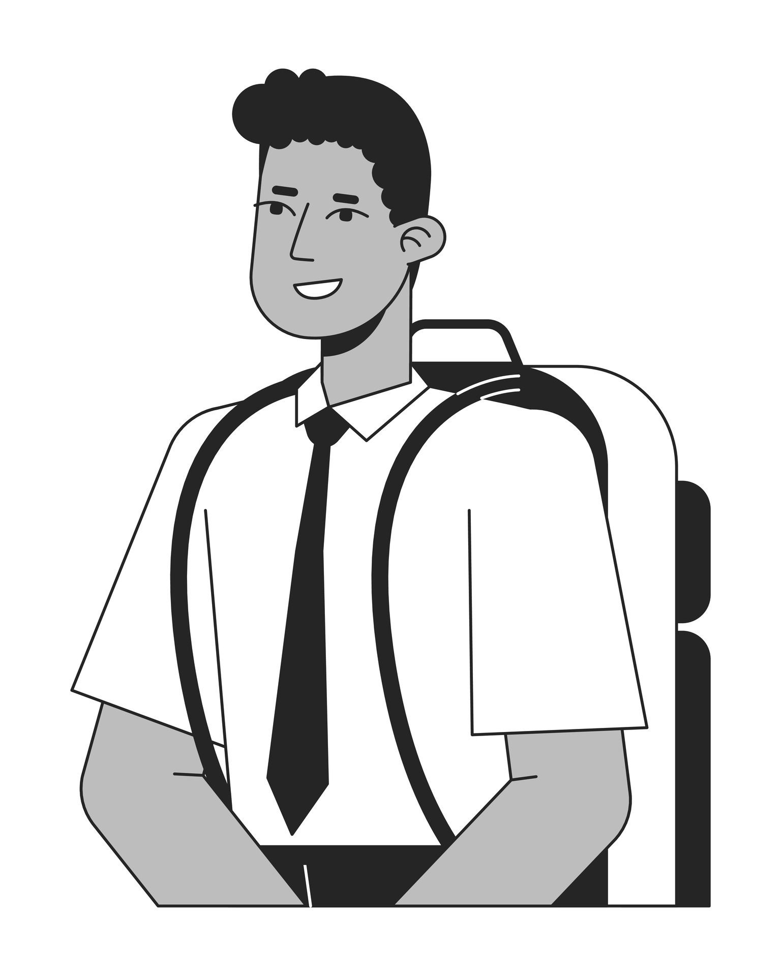 alegre africano americano estudiante plano línea negro blanco vector ...