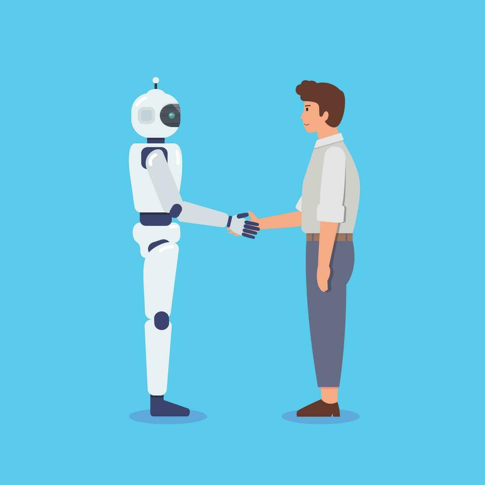 Handshake between man and robot 25463499 Vector Art at Vecteezy Handshake between man and robot 25463499 Vector Art at Vecteezy
