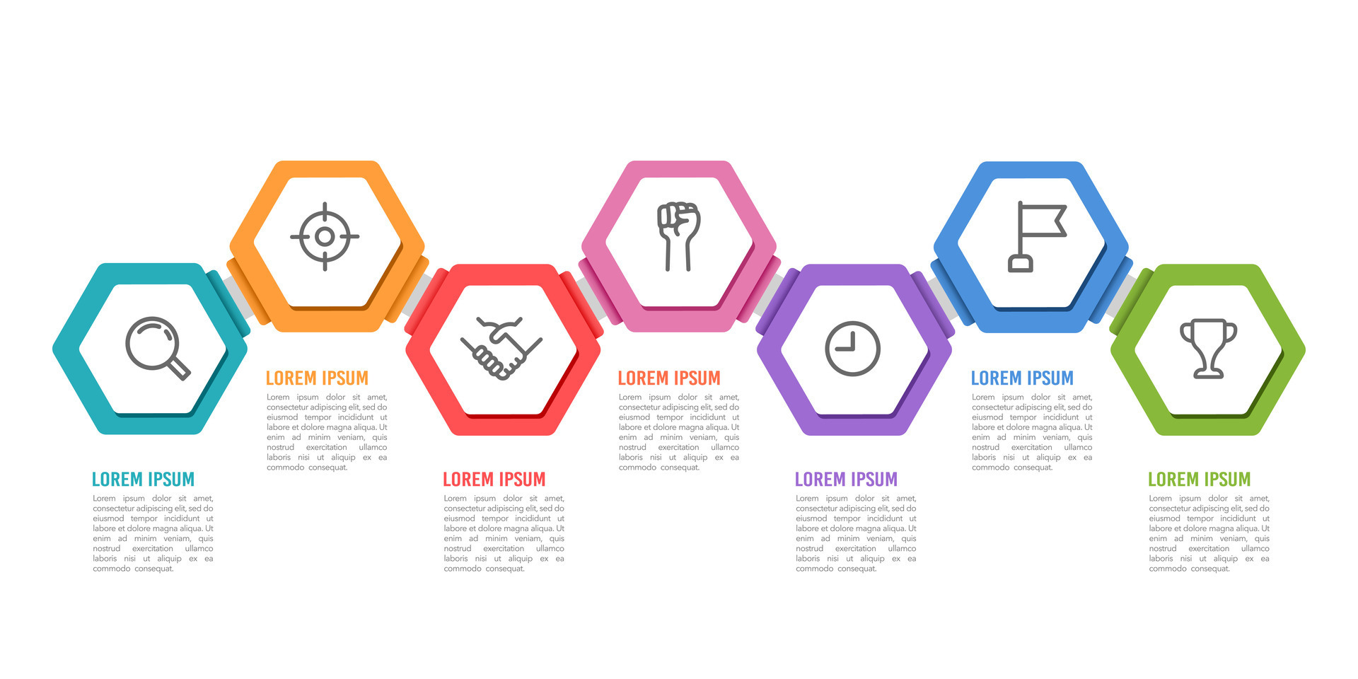 Infographic hexagon design template with 7 steps for presentations ...