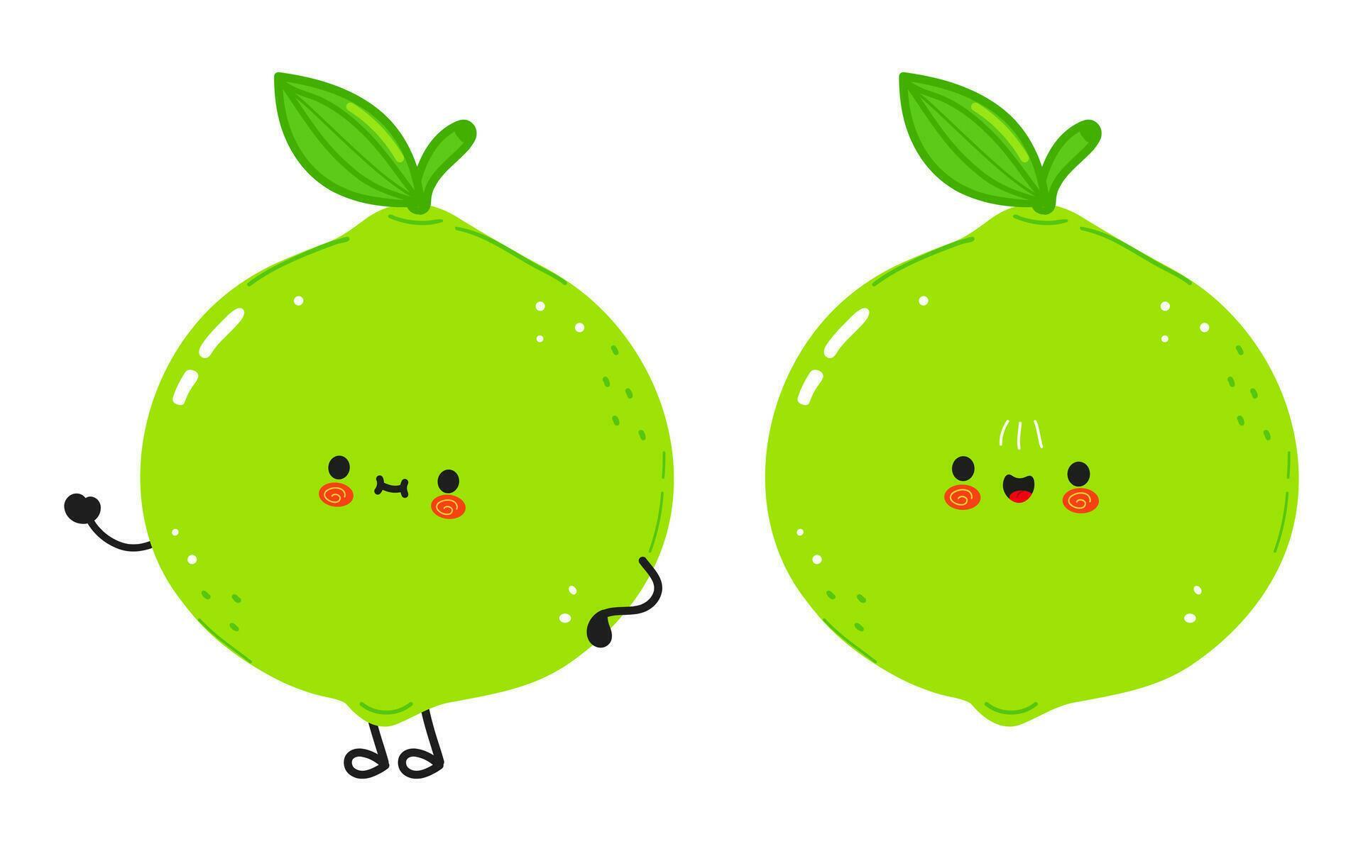 Cute Funny Lime Character Vector Hand Drawn Cartoon Kawaii Character Illustration Icon