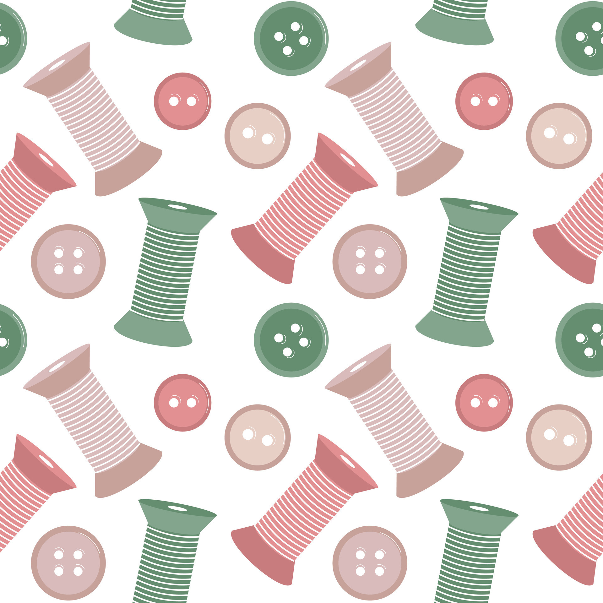 Seamless Pattern On A Sewing Theme Spools Of Thread Buttons On A