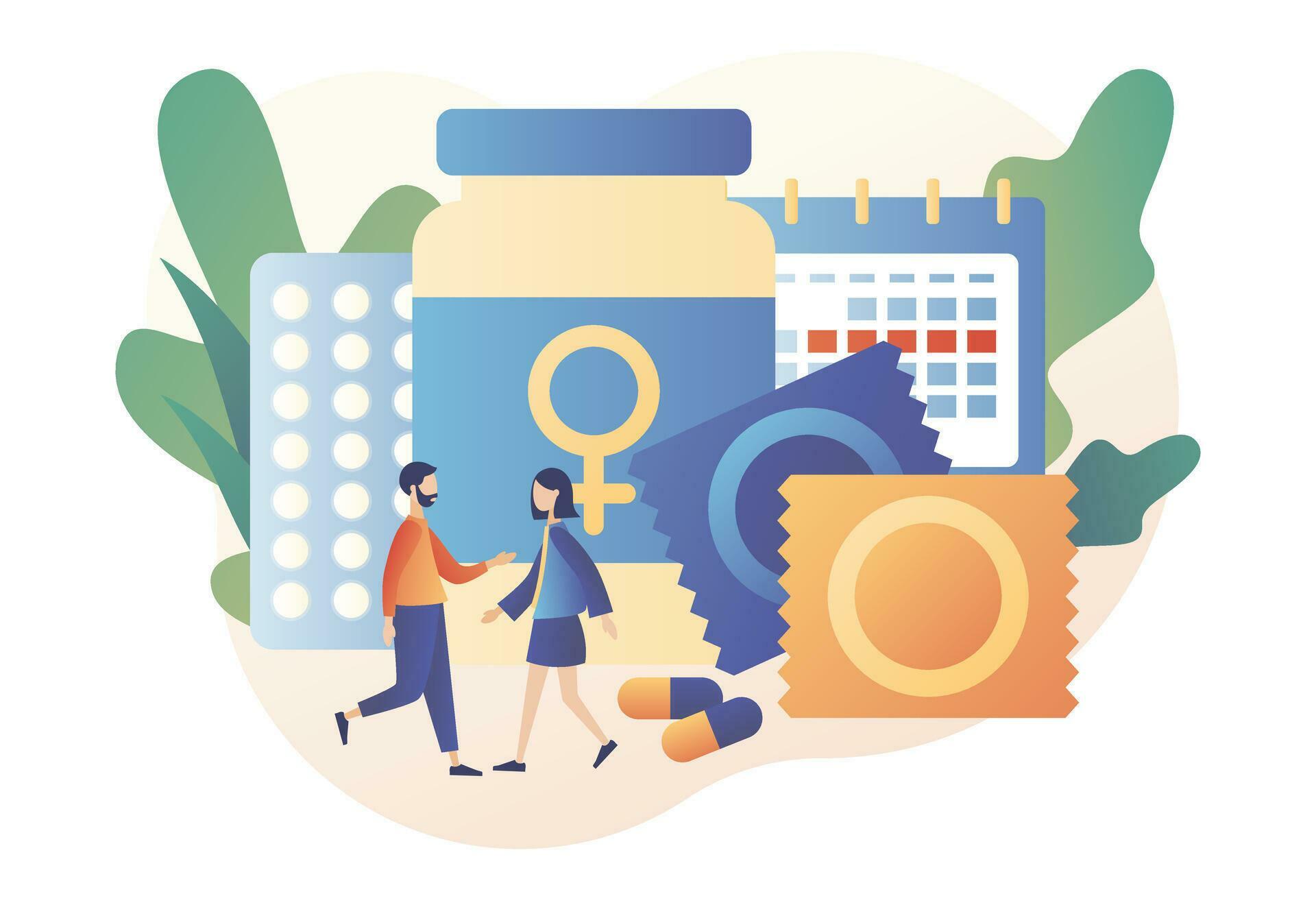 Contraception Concept Contraceptive Methods In Sexual And Reproductive