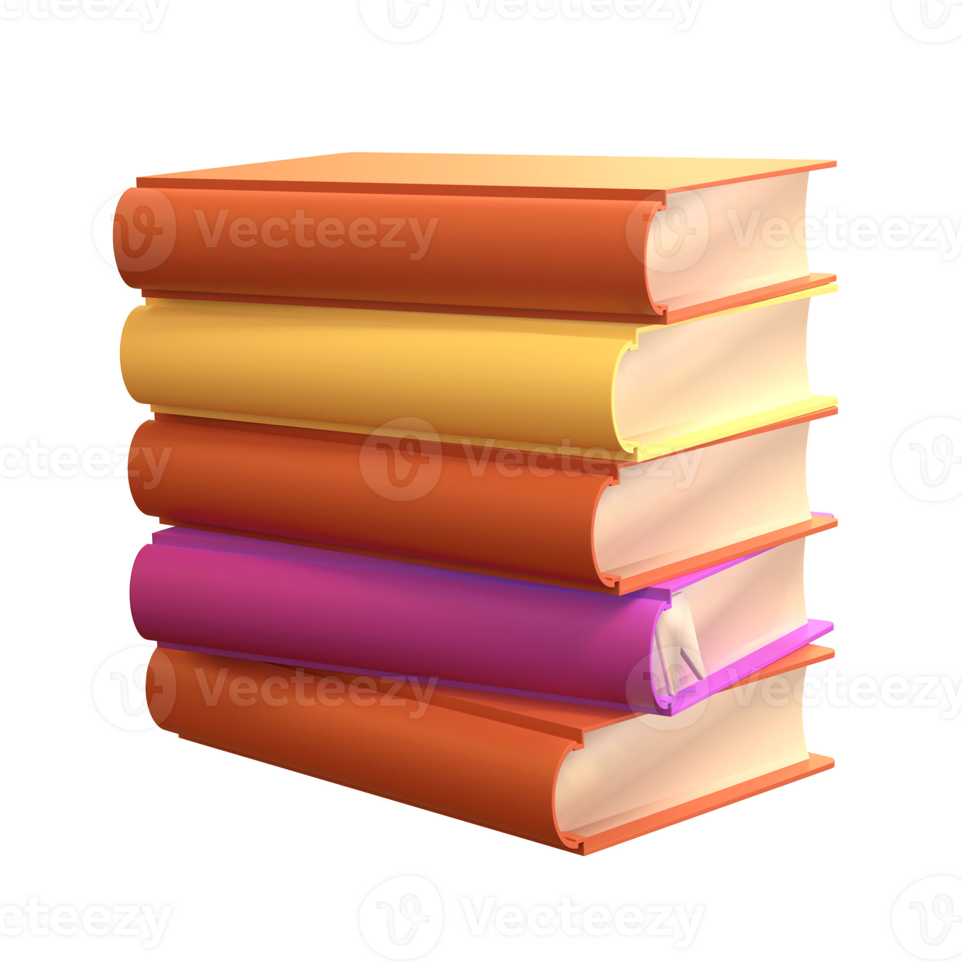 3D Stack of Closed Books Icon isolated transparent png. Render Educational or Business ...