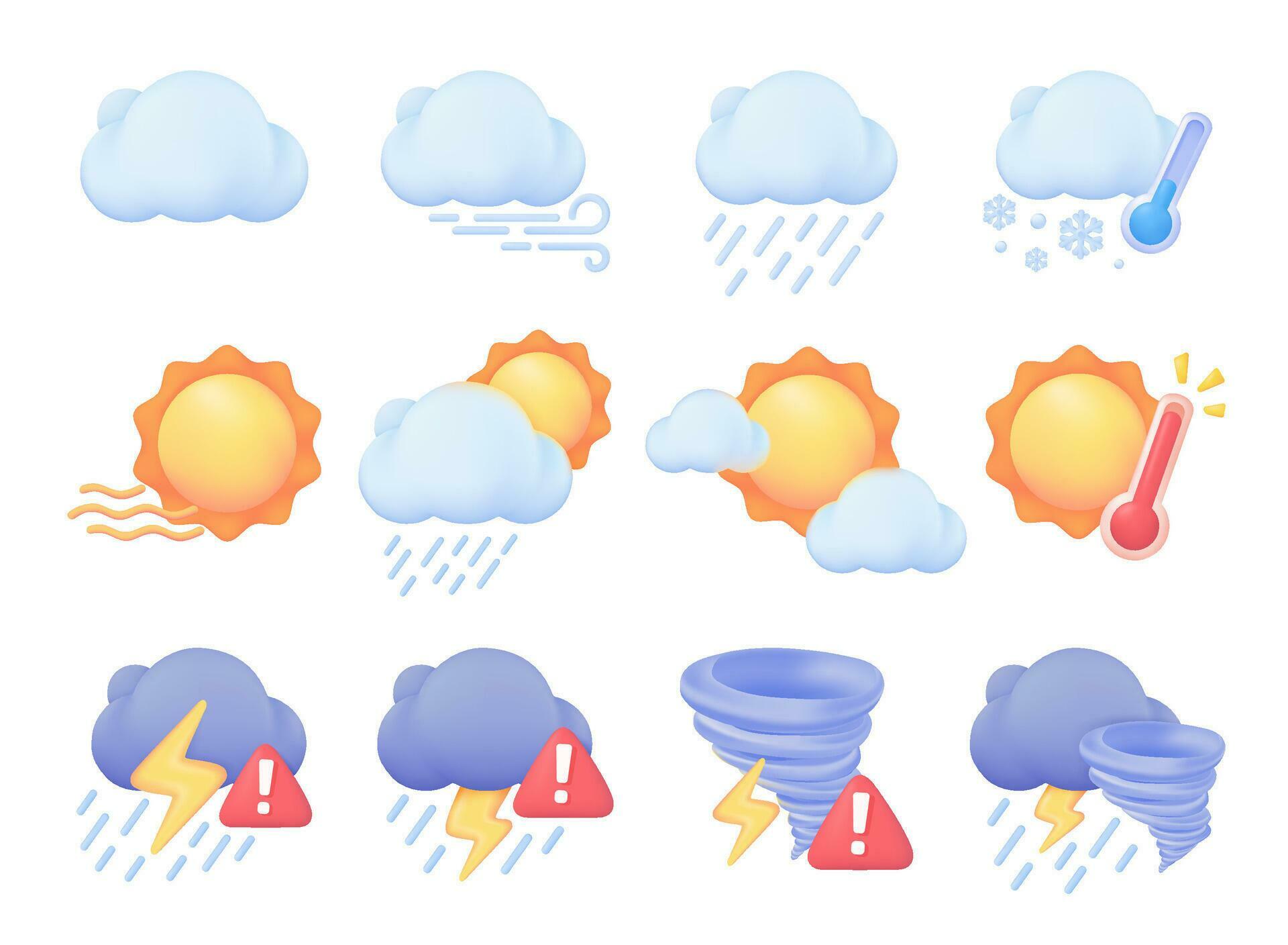 Weather forecast icon. Sun behind cloud with rain 3d vector ...