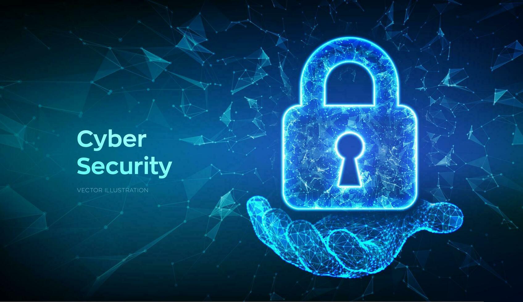 Lock Cyber Security Padlock With Keyhole Icon In Hand Protect And Security Or Safe Concept