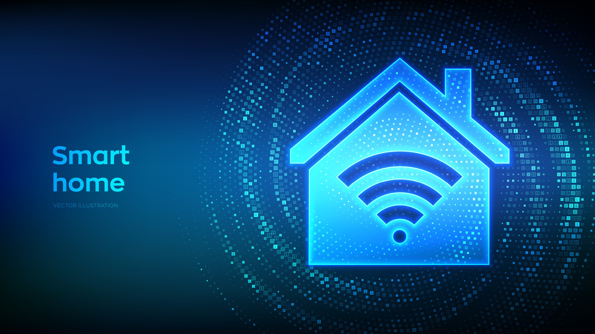 Smart Home Icon Made With Binary Code Automation Control System