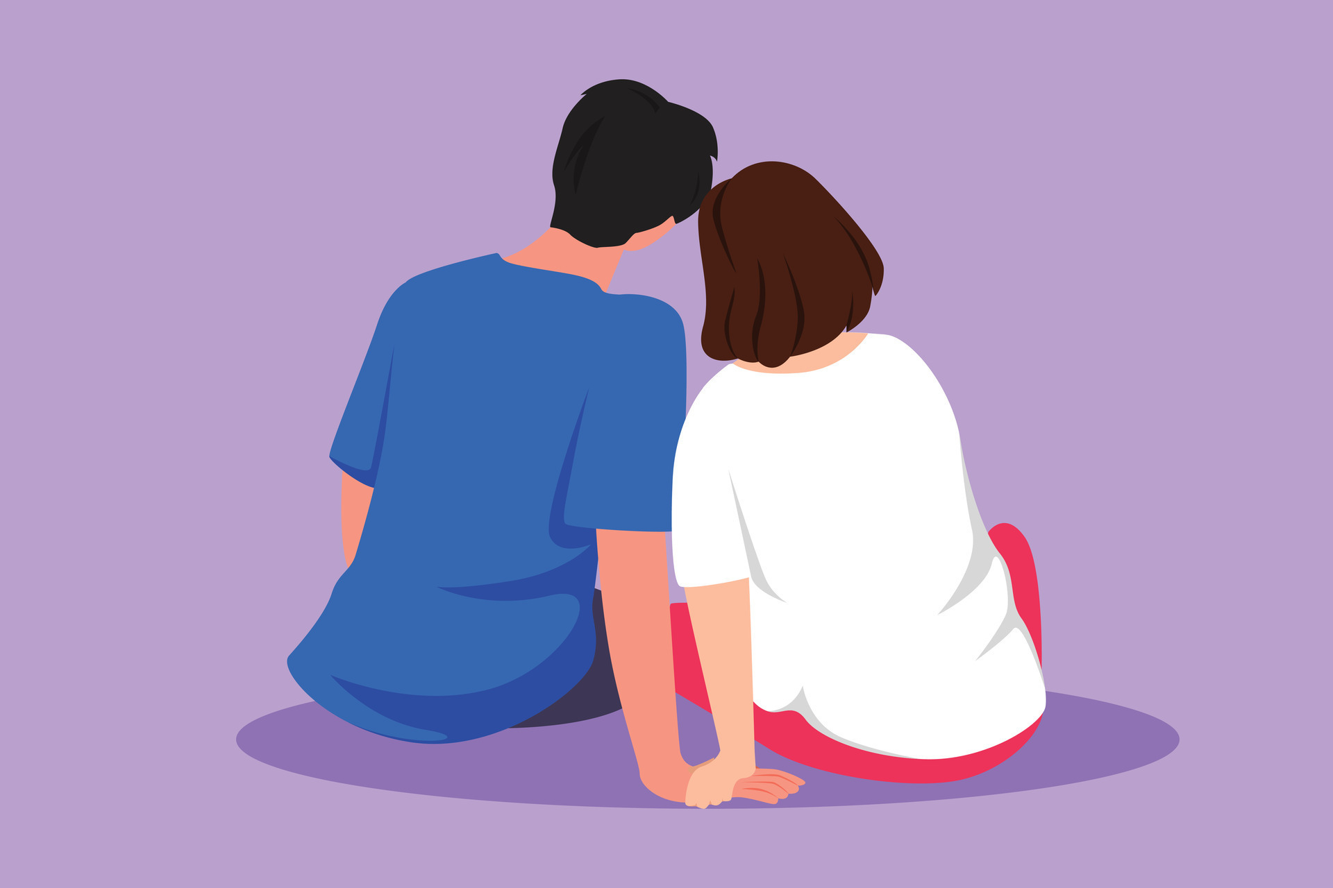 Cute Cartoon Couple Holding Hands