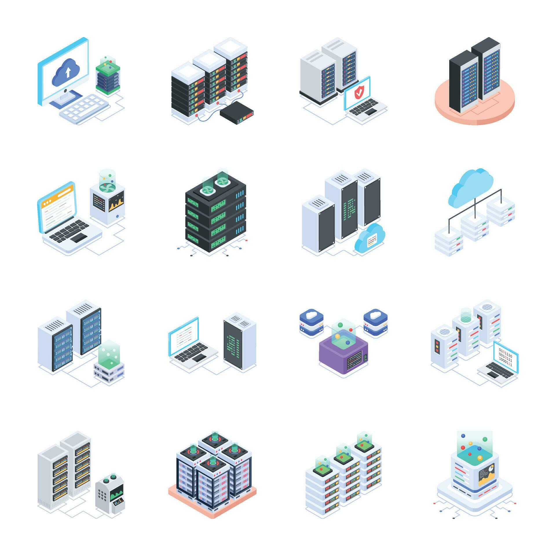 Set of Database Management Isometric Icons 25467000 Vector Art at Vecteezy