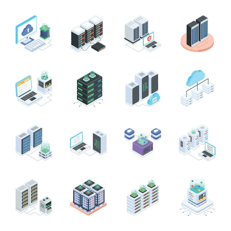 Set of Database Management Isometric Icons 25467000 Vector Art at Vecteezy