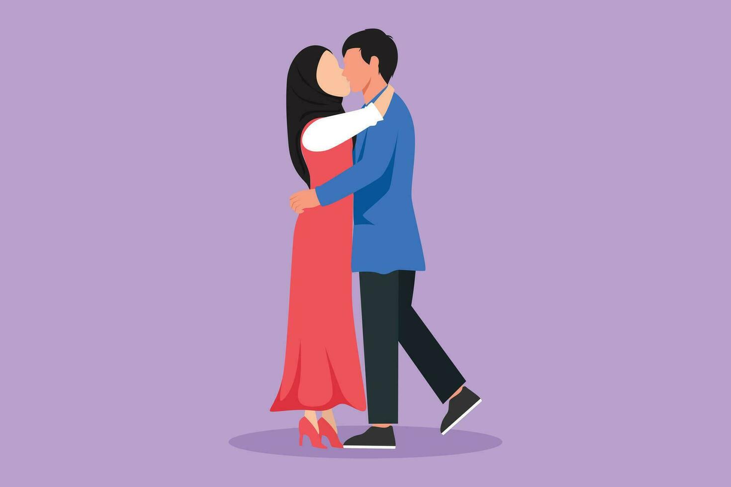 Graphic Flat Design Drawing Loving Couple Kissing And Hugging Romantic Couple Lovers Kissing