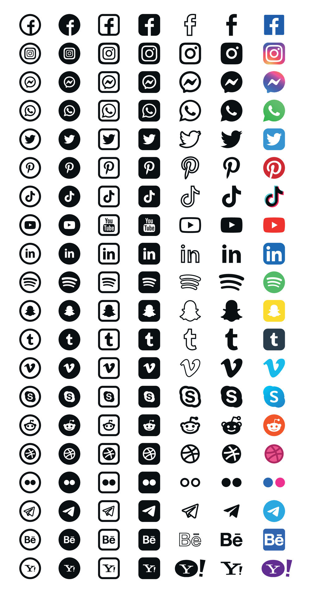 Social media logo icons set vector. Facebook Instagram Messenger ... Social media logo icons set vector. Facebook Instagram Messenger ...
