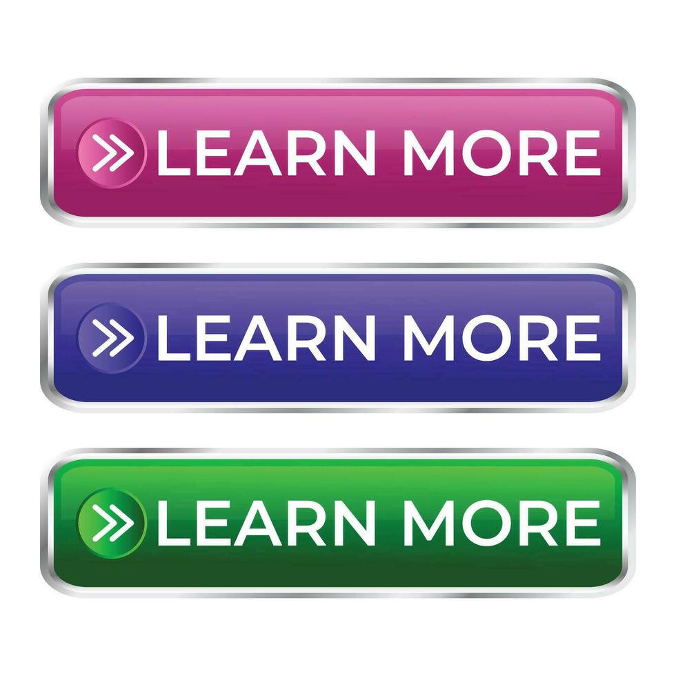 Learn More Button Realistic 3d Glossy And Shiny Buttons For Label Website Mobile Apps