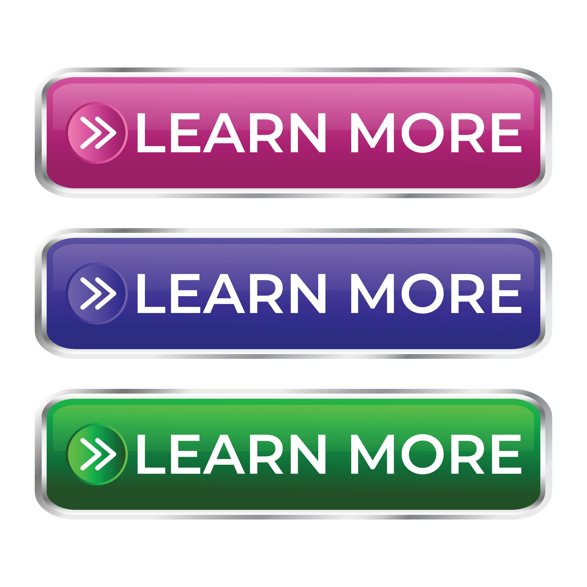 Learn More Button, Realistic 3D Glossy And Shiny Buttons For Label, Website, Mobile Apps ...